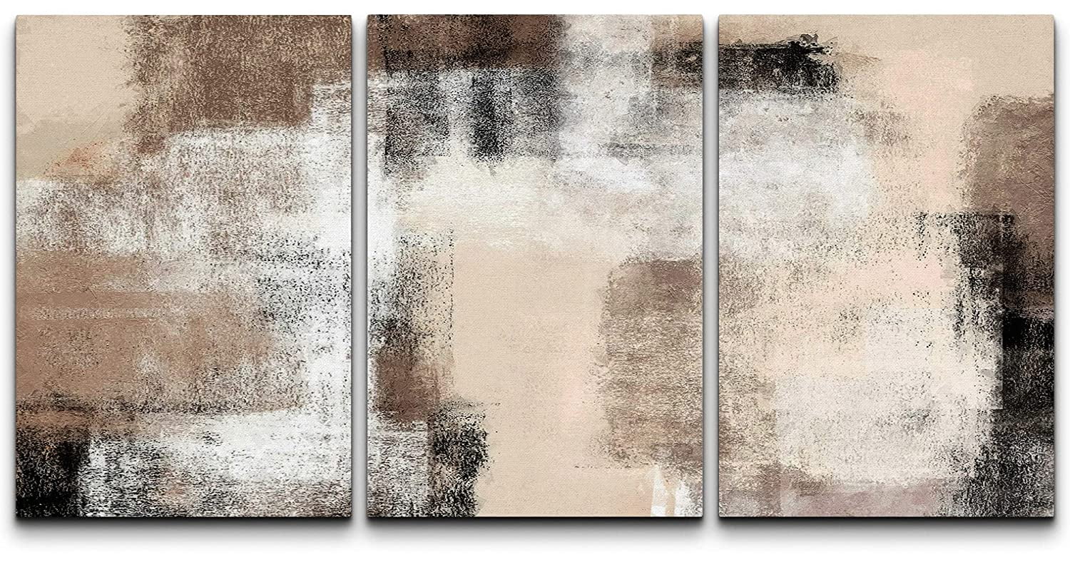 wall26 Canvas Print Wall Art Set Minimal Brown Color Block Landscape ...