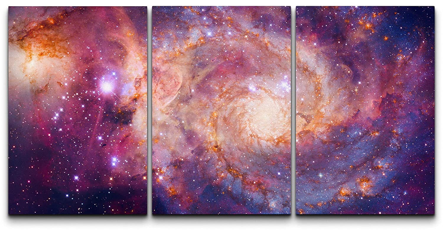 wall26 Canvas Print Wall Art Set Orange Spiral Starlight Galaxy ...