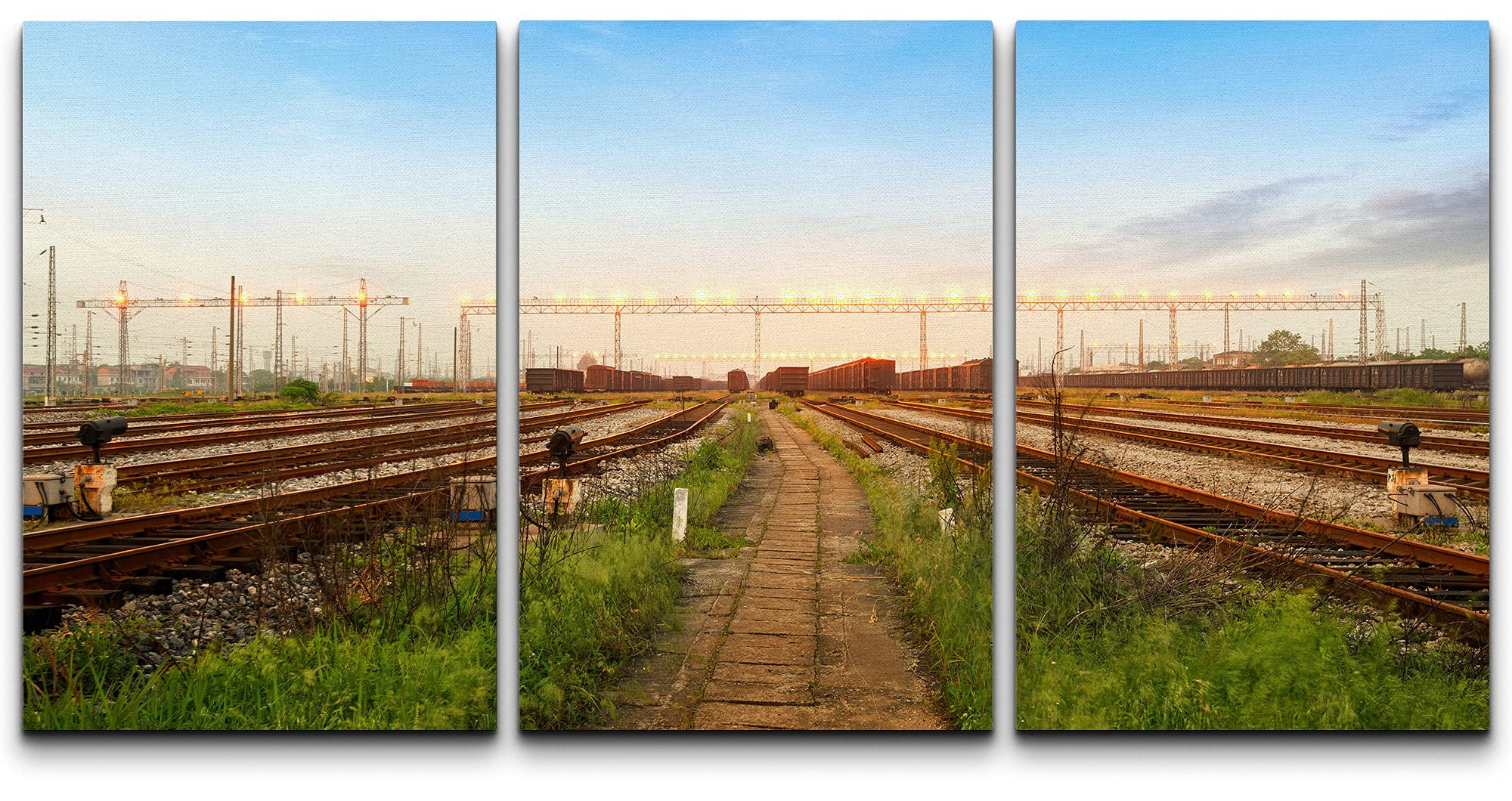 wall26 Canvas Print Wall Art Set Path Through Trainyard at Dusk Nature ...