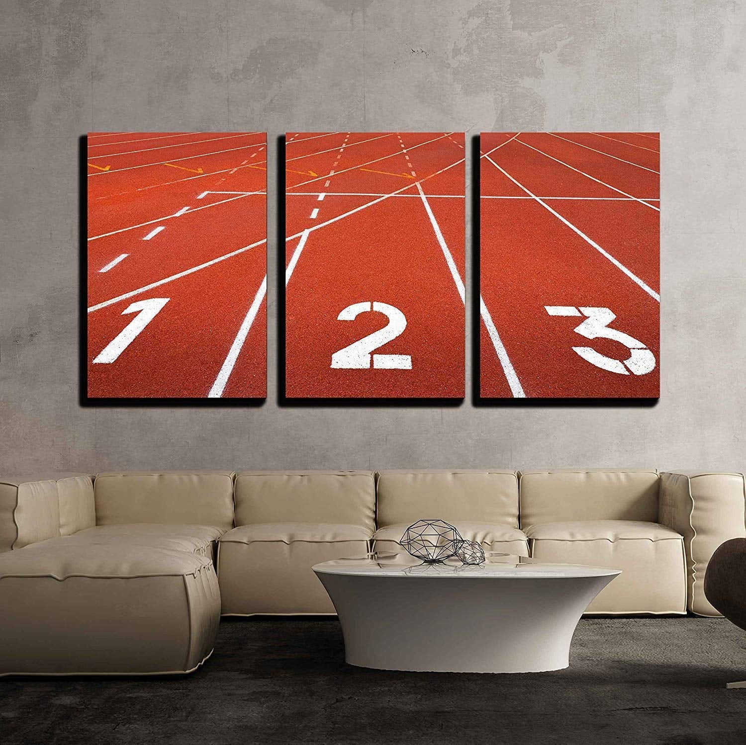 wall26 Canvas Print Wall Art Set Red & White Track and Field Lanes ...