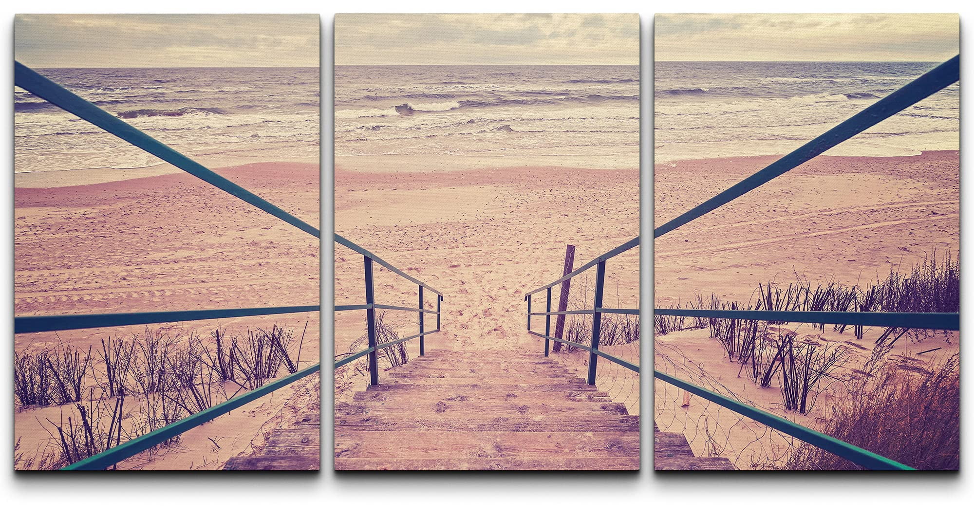 wall26 Canvas Print Wall Art Set Retro Vintage Path to Beach Shore ...