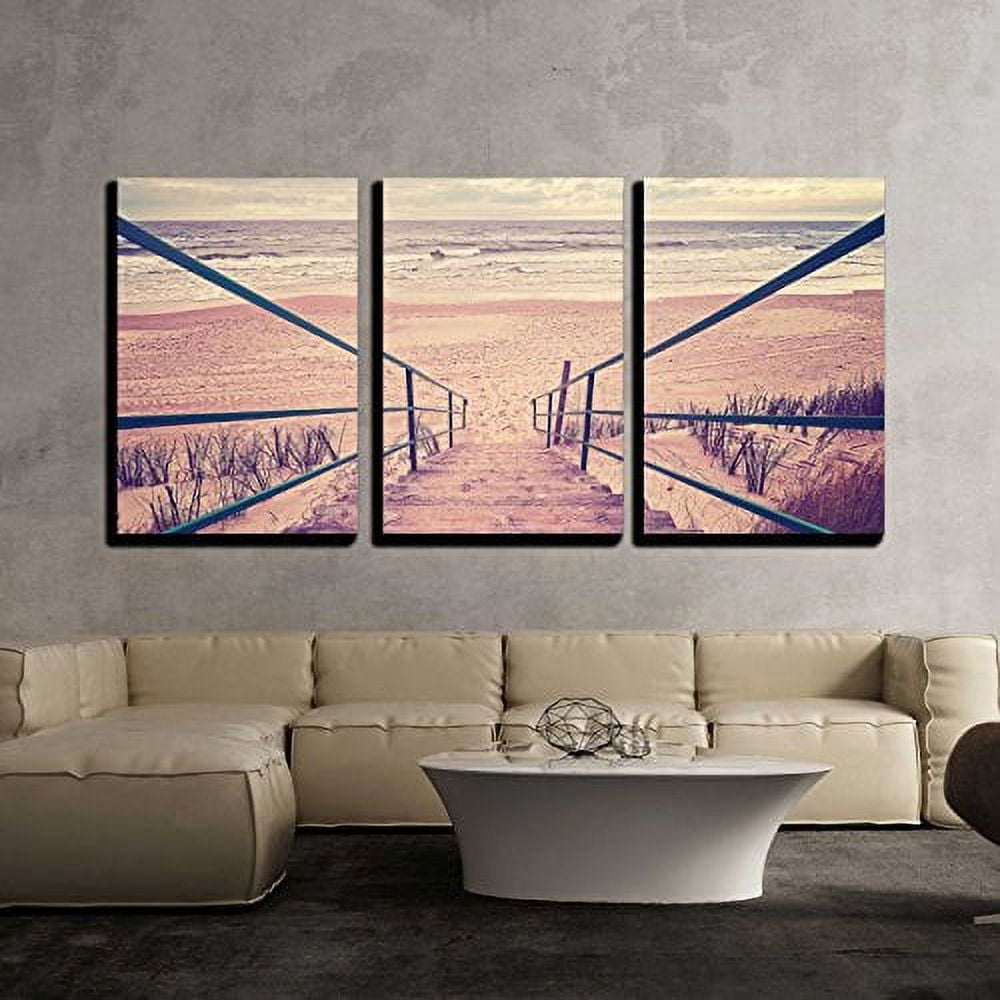 wall26 Canvas Print Wall Art Set Retro Vintage Path to Beach Shore ...