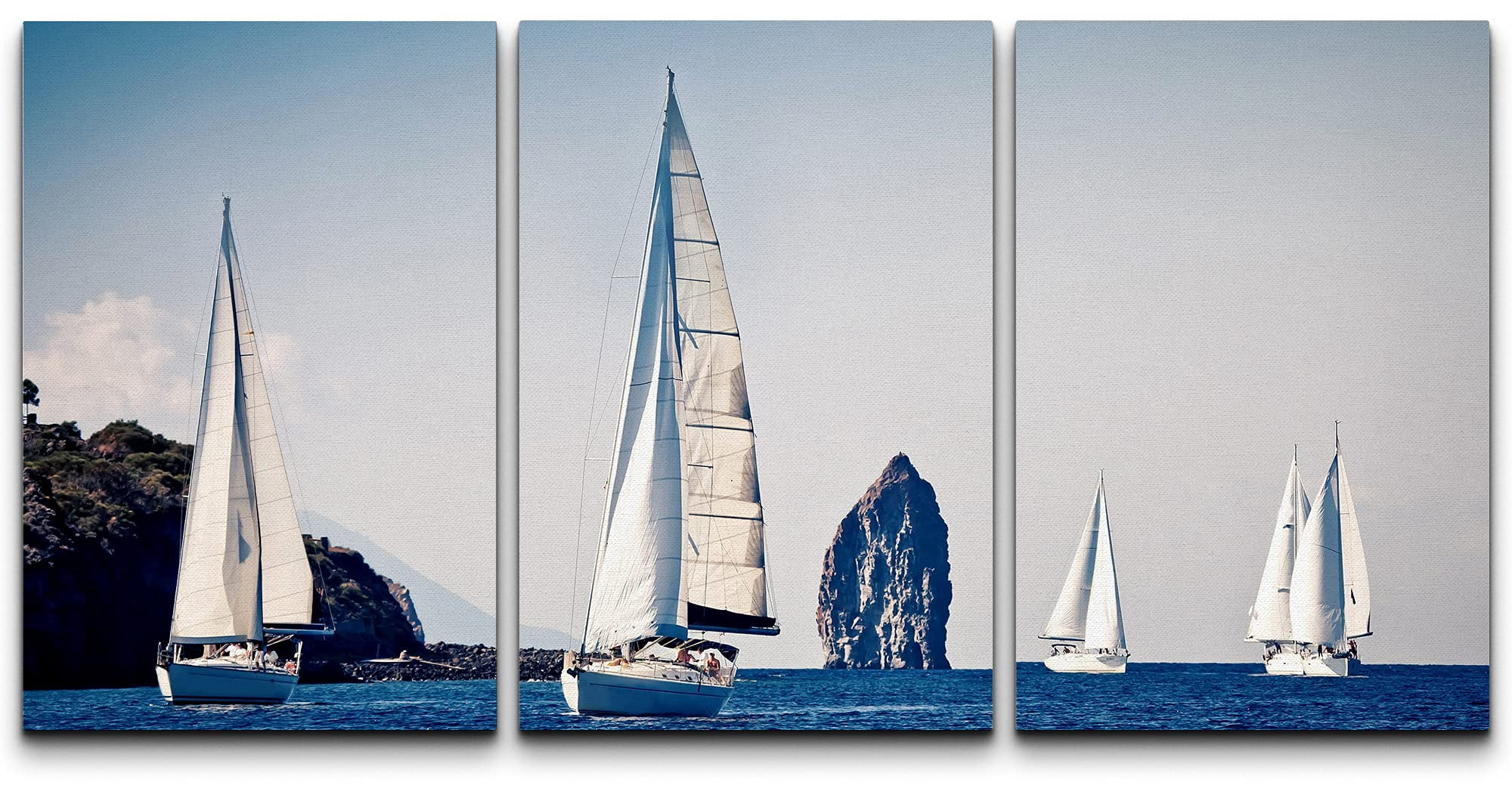 wall26 Canvas Print Wall Art Set Sailboats on The Italian Ocean Coast ...