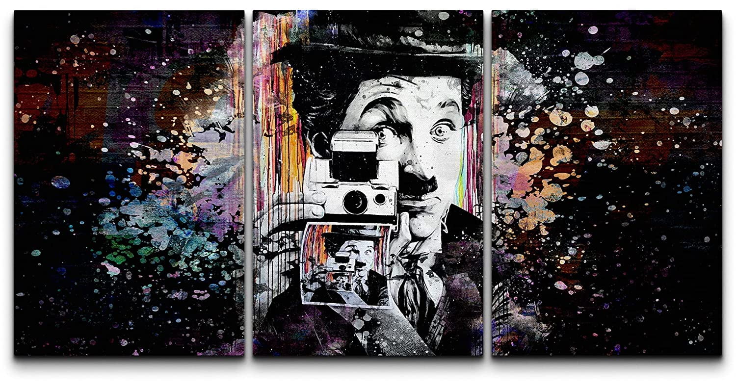 wall26 Canvas Print Wall Art Set Spray Paint Style Charlie Chaplin ...