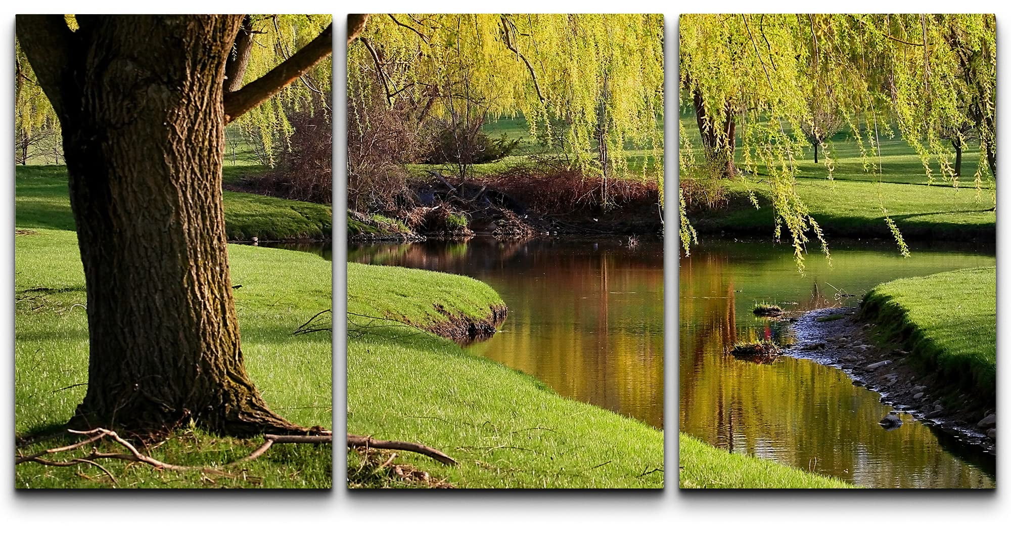 wall26 Canvas Print Wall Art Set Spring Park with River and Grass ...