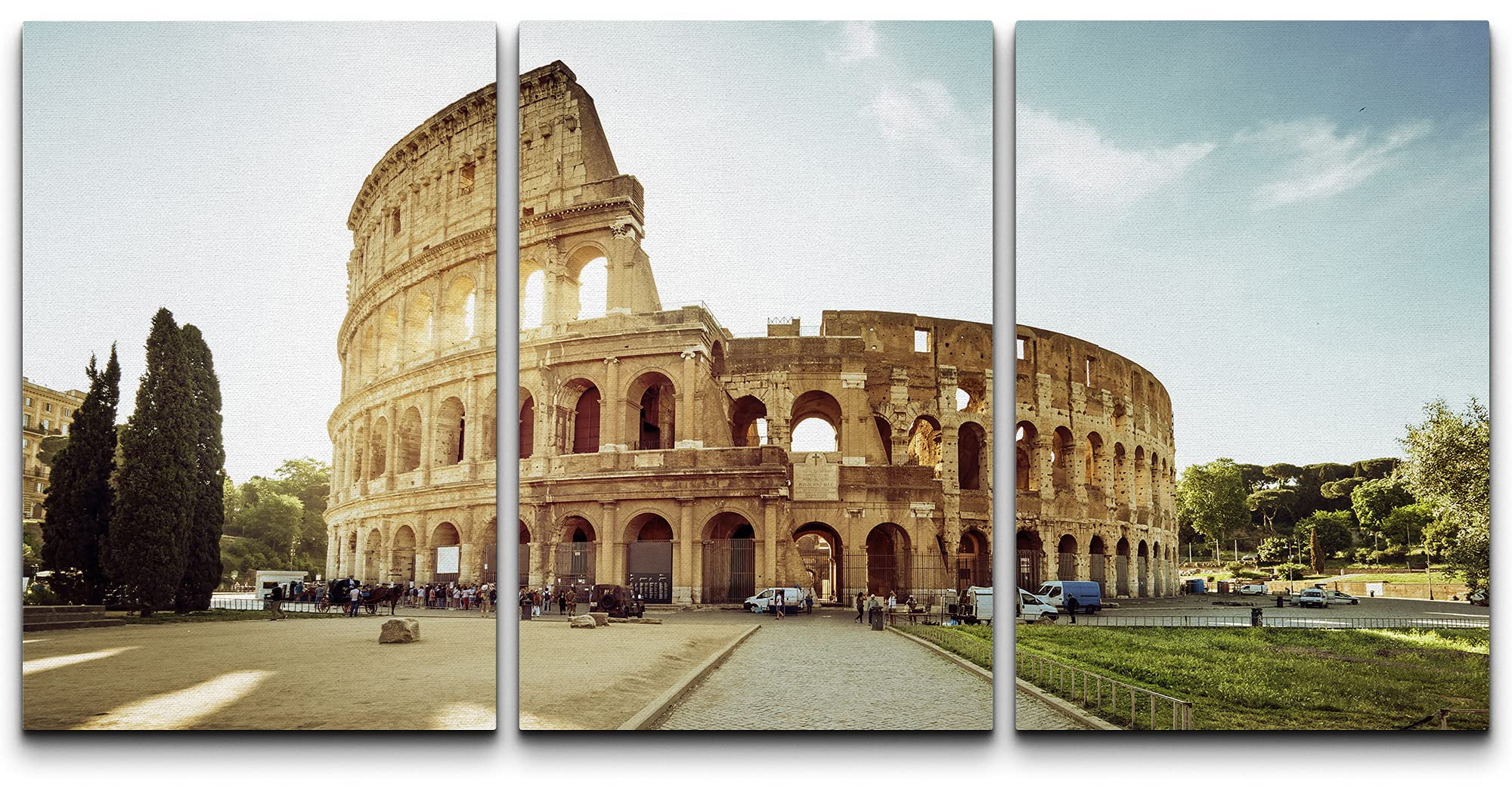 wall26 Canvas Print Wall Art Set Sunlight Over Colosseum in Rome, Italy ...