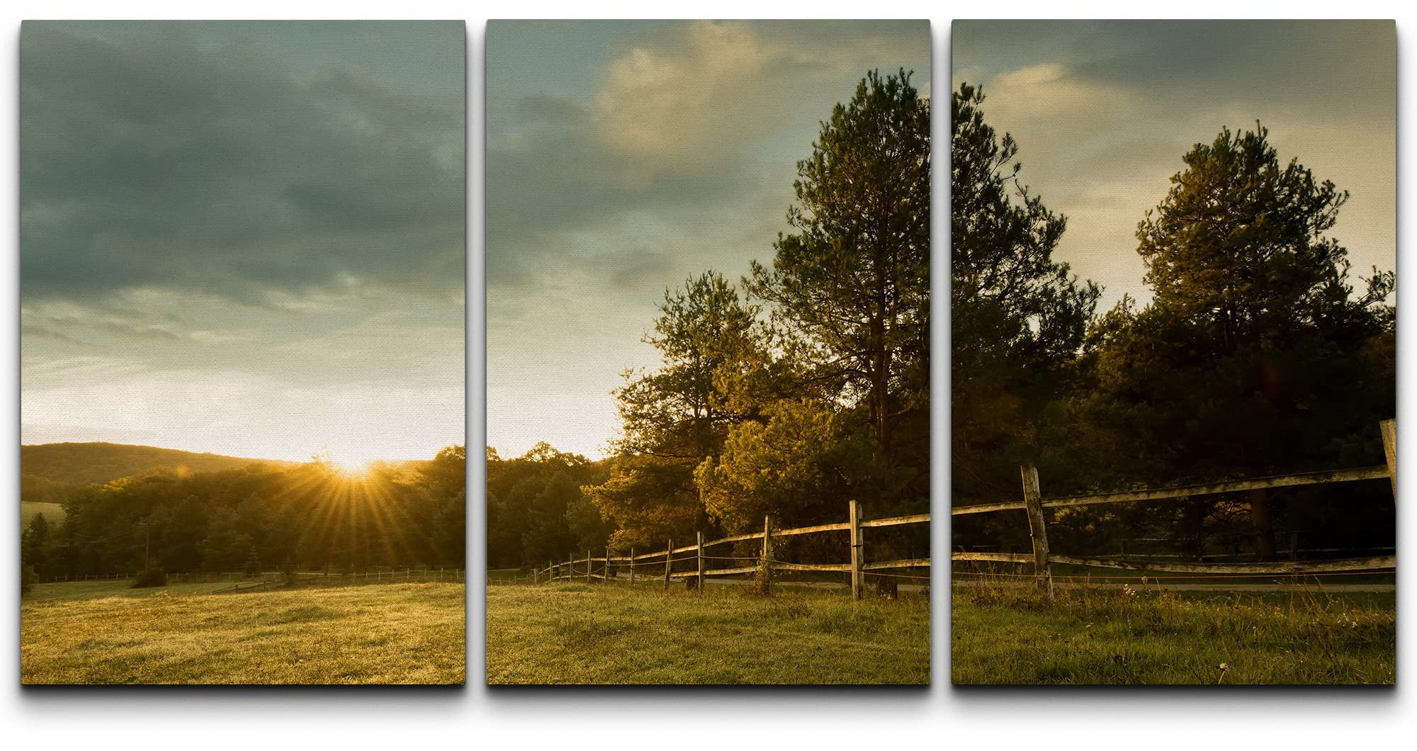 wall26 Canvas Print Wall Art Set Sunset on The Green Country Farm ...