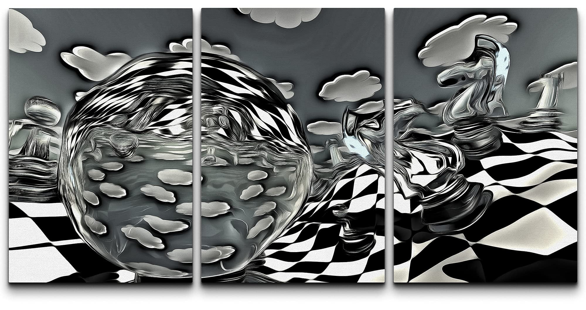 wall26 Canvas Print Wall Art Set Surreal Abstract Chess Board ...