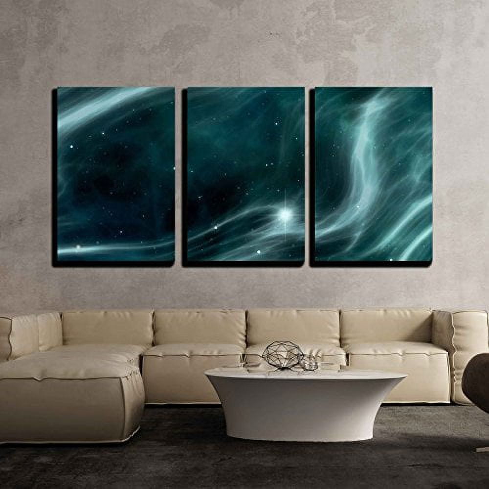 wall26 Canvas Print Wall Art Set Teal & Black Galaxy with Shining White ...