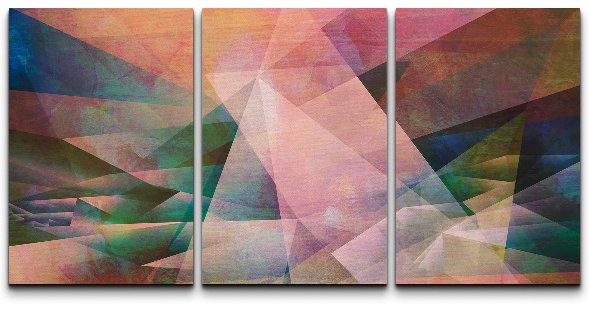 wall26 Canvas Print Wall Art Set Transparent Textured Triangle Diamond ...