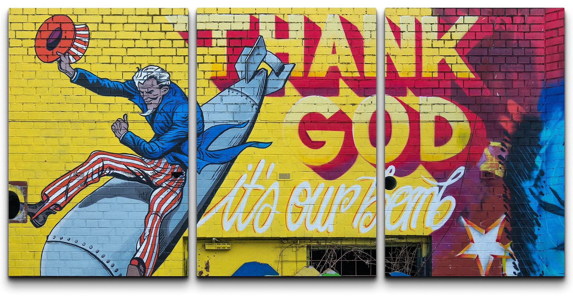 wall26 Canvas Print Wall Art Set Uncle Sam on Nuke Triptych Graffiti ...