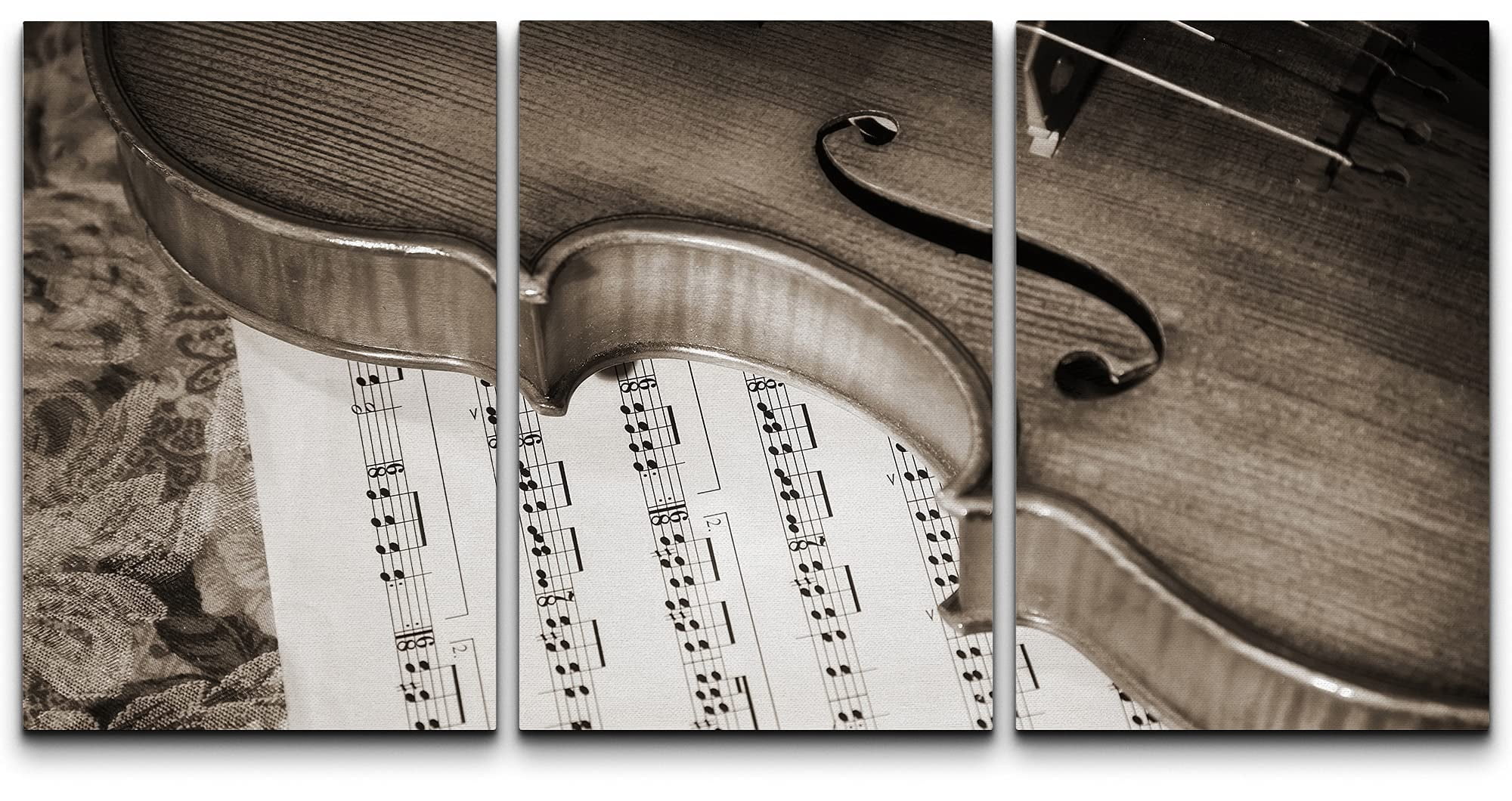 wall26 Canvas Print Wall Art Set Vintage Duotone Italian Violin & Score ...