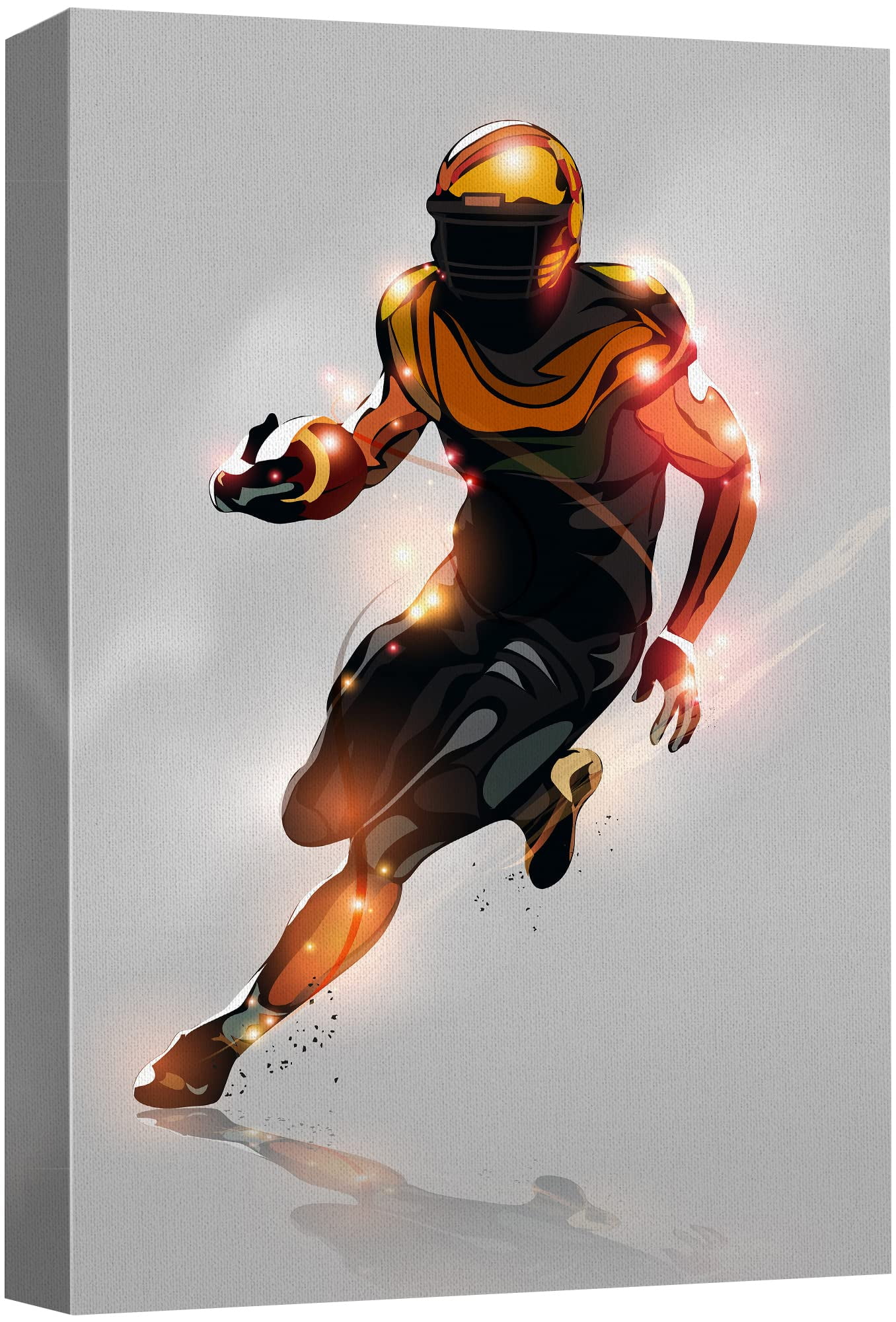 wall26 Canvas Print Wall Art Shining Gold & Red Football Player Running ...
