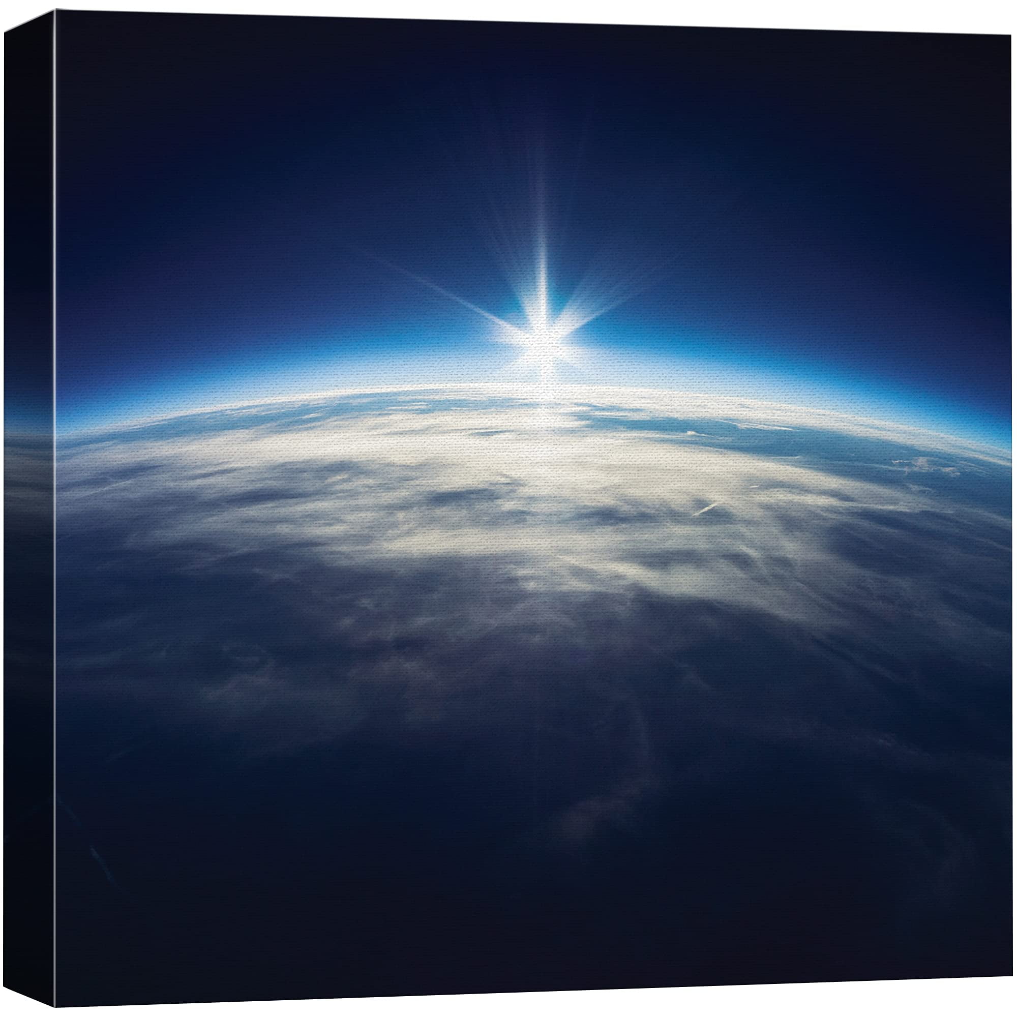wall26 Canvas Print Wall Art Shining White Sun on Edge of Blue Earth ...