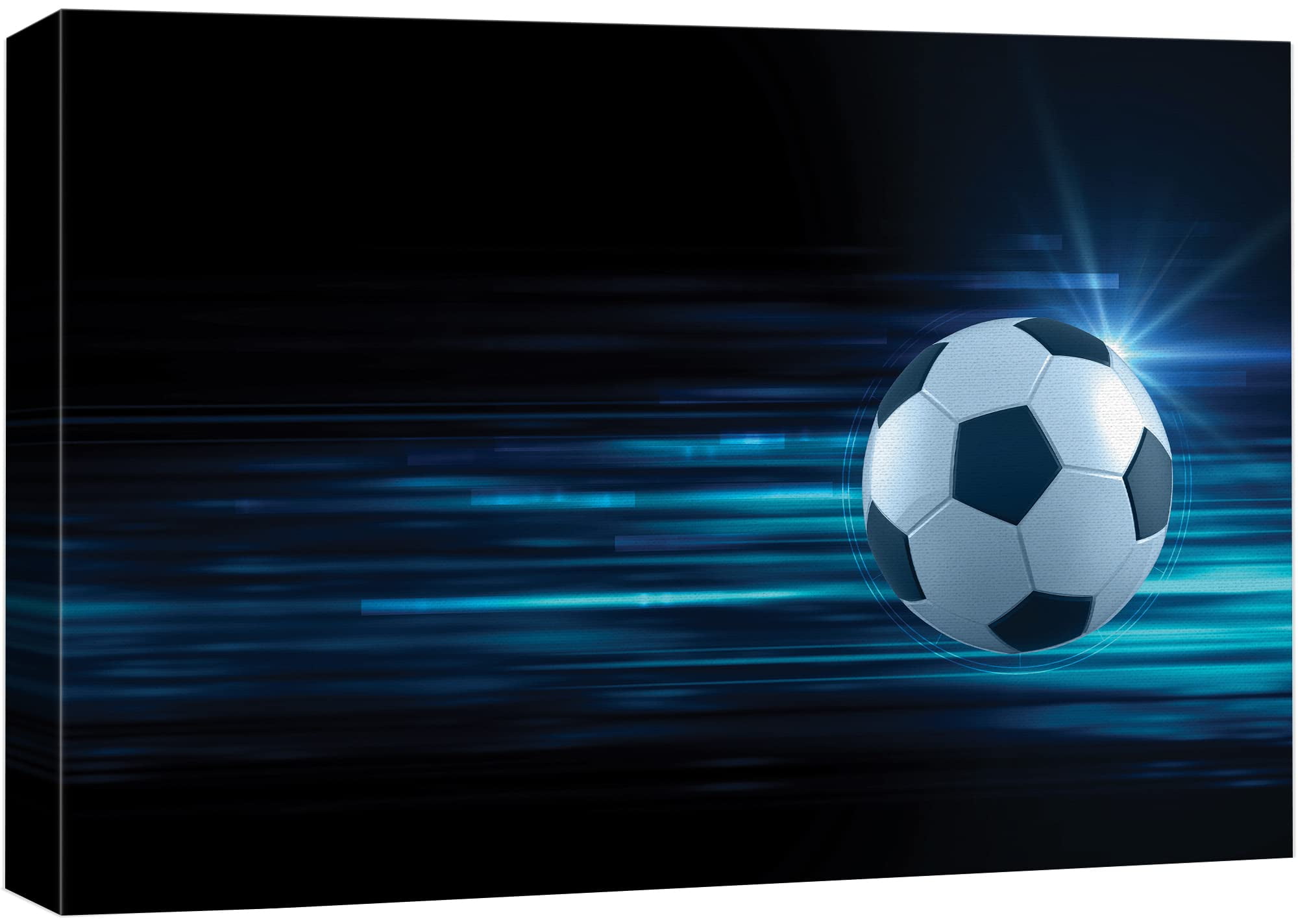wall26 Canvas Print Wall Art Soccer Ball on Blue Abstract Background ...