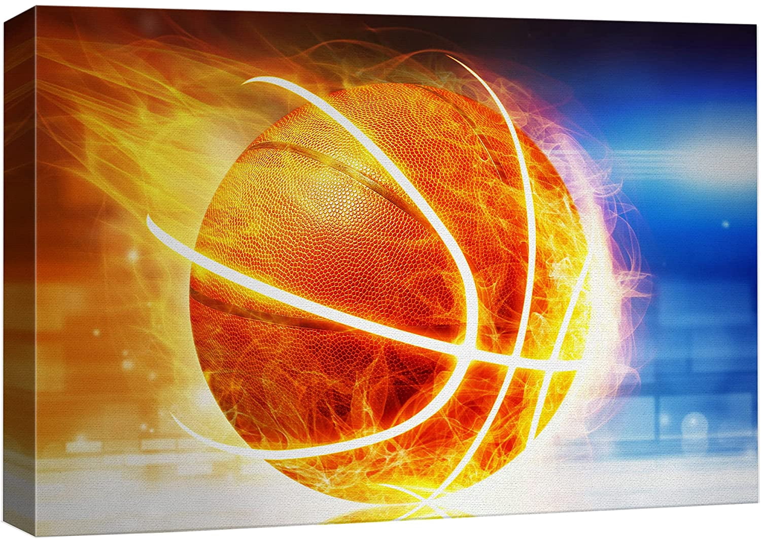 wall26 Canvas Print Wall Art Speeding Fiery Basketball on The Court ...