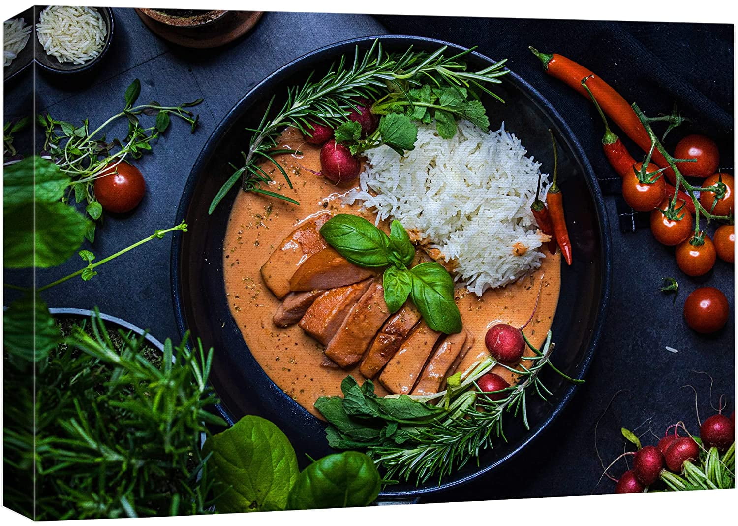 wall26 Canvas Print Wall Art Spicy Pepper Tomato Rice Indian Curry Food ...