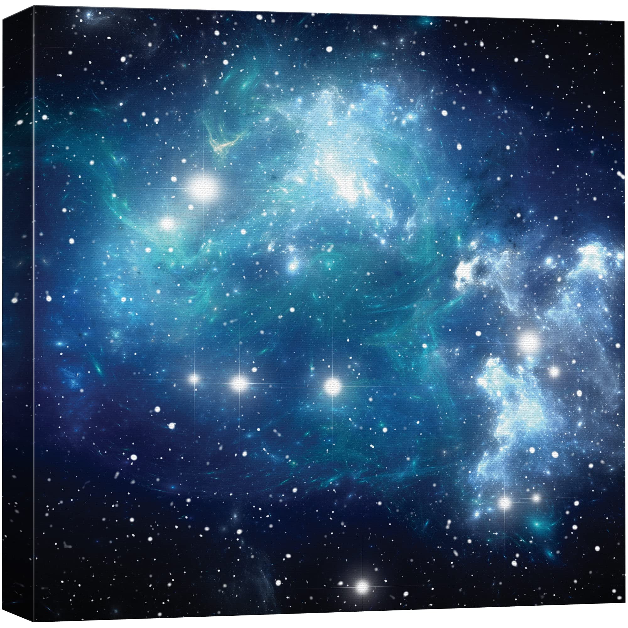 wall26 Canvas Print Wall Art Starry Blue Nebula Galaxy Astronomy & Space Sky Digital Art Modern ...