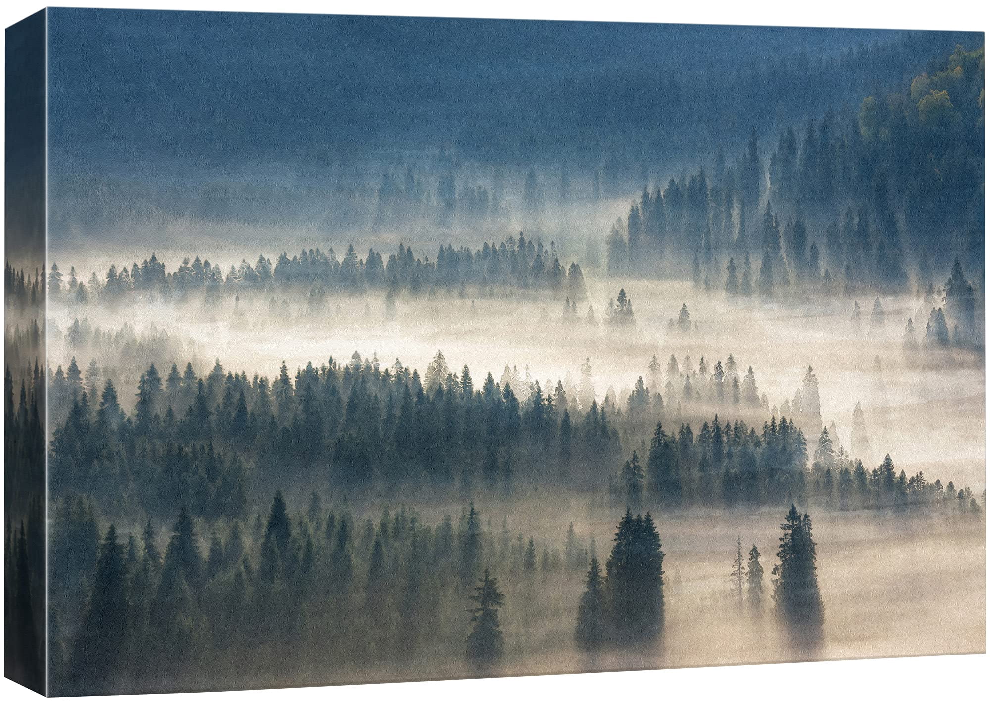 wall26 Canvas Print Wall Art Sunlight Rays & Mist Over Mountain ...