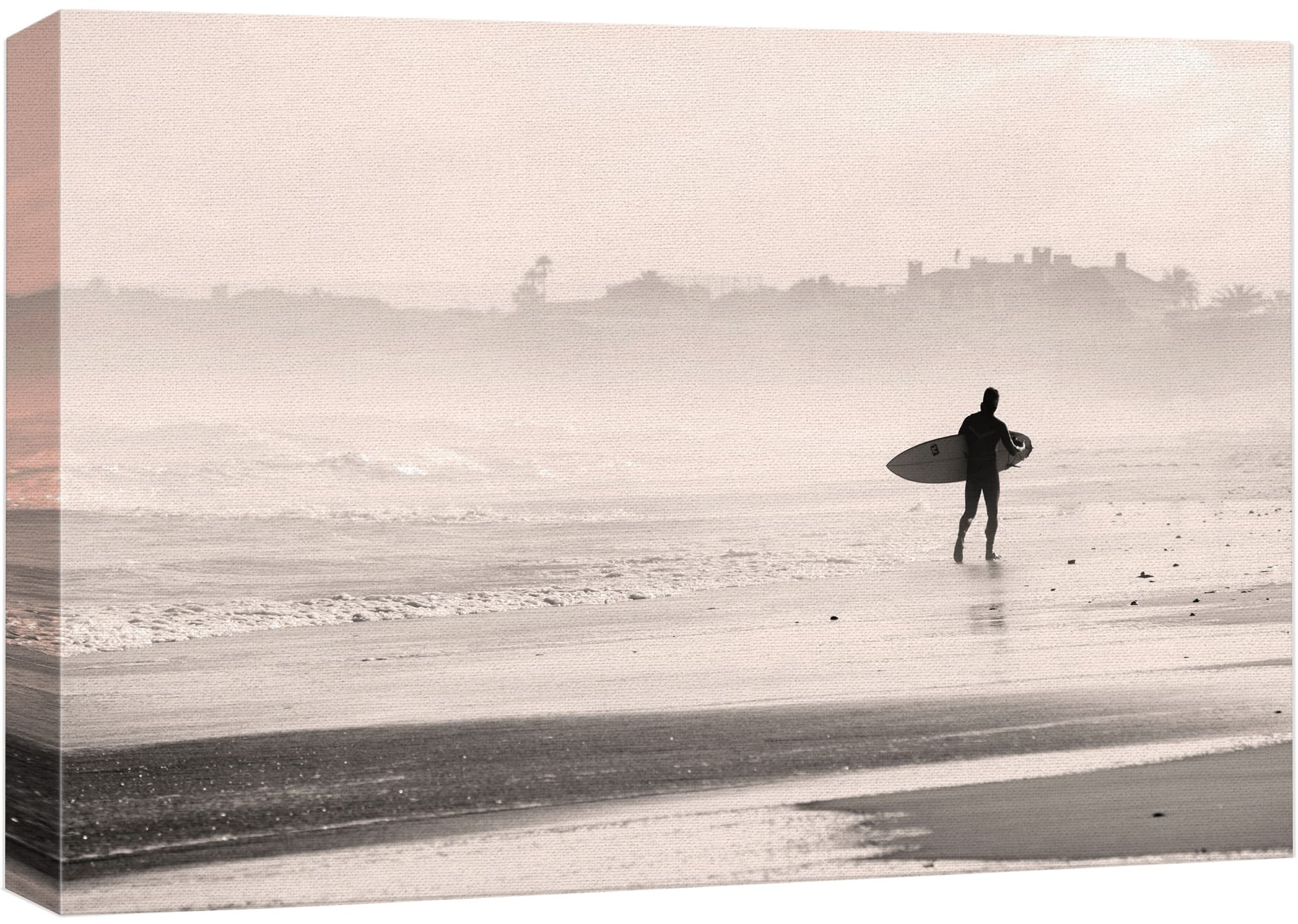 wall26 Canvas Print Wall Art Surfer on Seashore at Dawn Sports Athletes ...