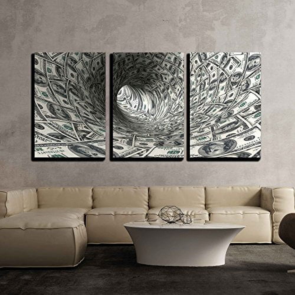wall26 Canvas Print Wall Art Swirling Hundred Dollar Bill Money Vortex ...