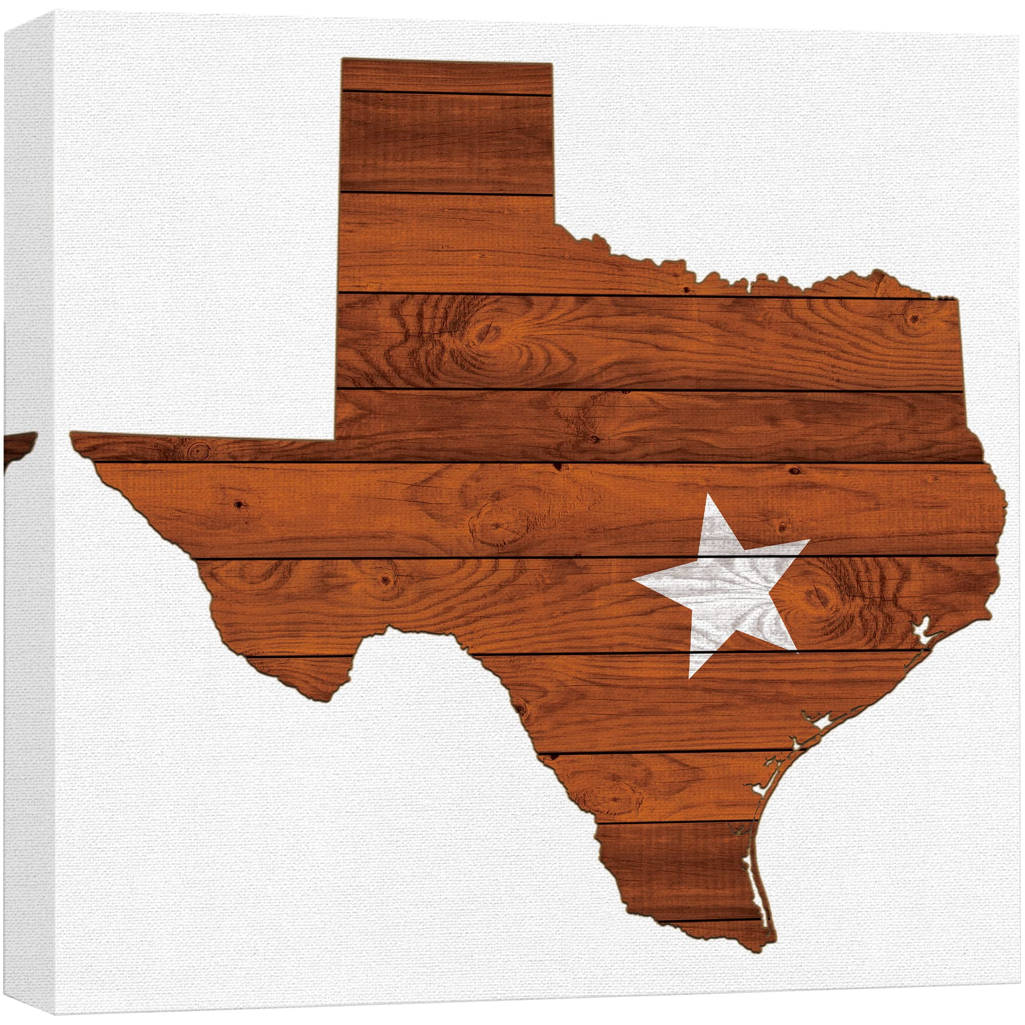 wall26 Canvas Print Wall Art Texas State & Cowboy Star on Wood Panel ...