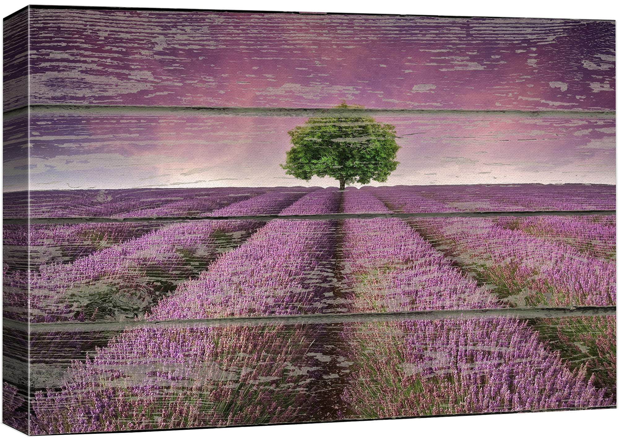 wall26 Canvas Print Wall Art Tree in The Lavender Flower Field Nature ...