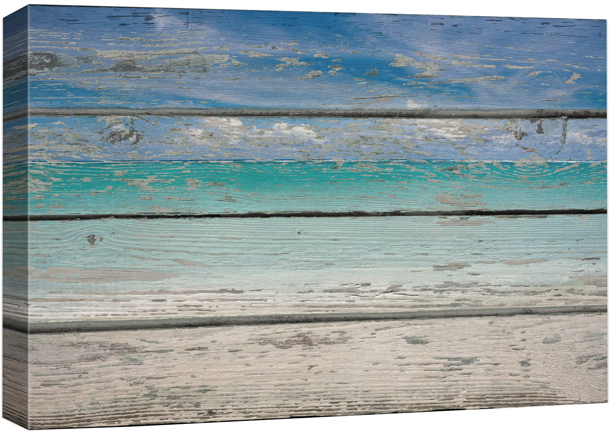 wall26 Canvas Print Wall Art Tropical Bright Beach on Wood Panels ...