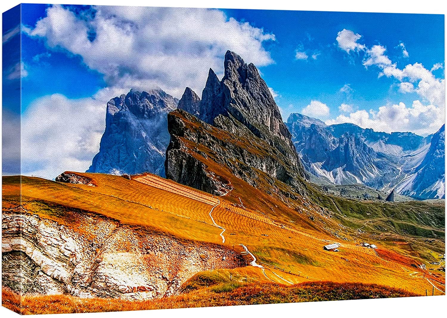 wall26 Canvas Print Wall Art Vibrant Red Green Mountain Valley Sky ...