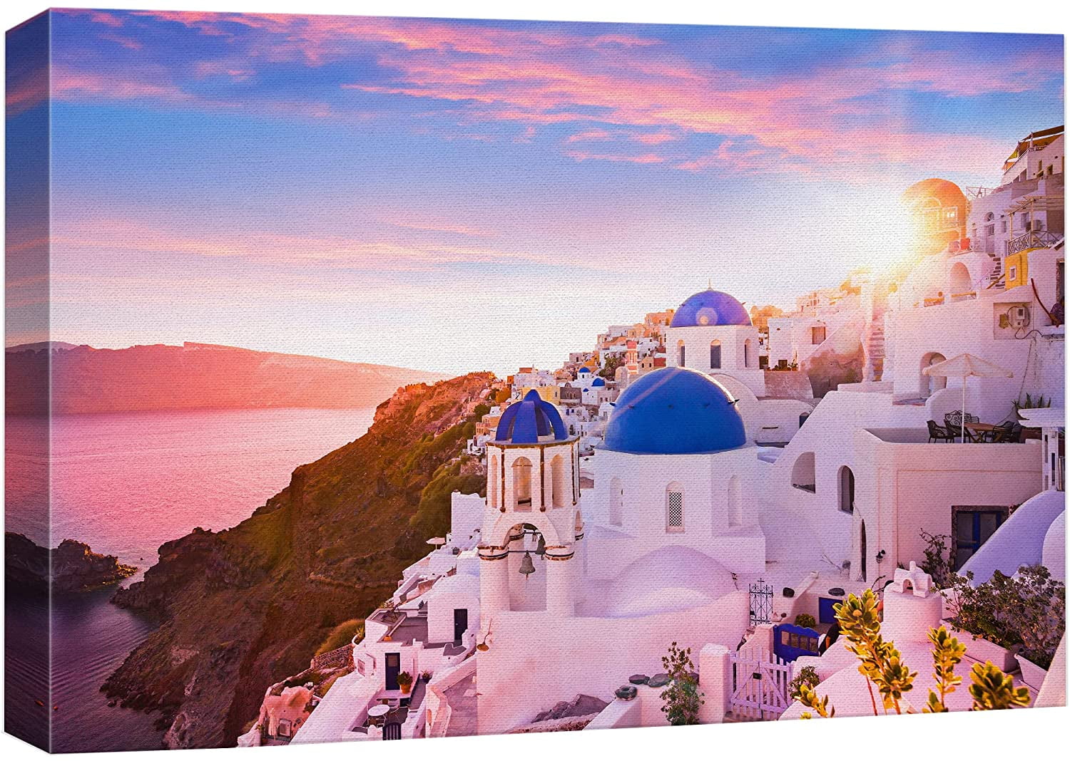 wall26 Canvas Print Wall Art Vibrant Sunset Pastel Santorini Greece ...