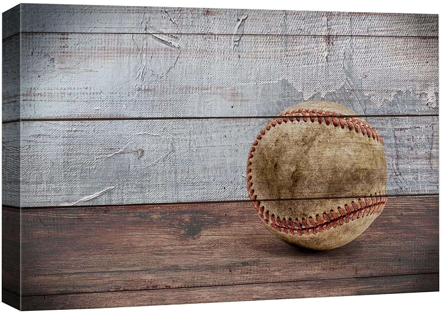 wall26 Canvas Print Wall Art Vintage Gray Wood Panel Retro Baseball ...