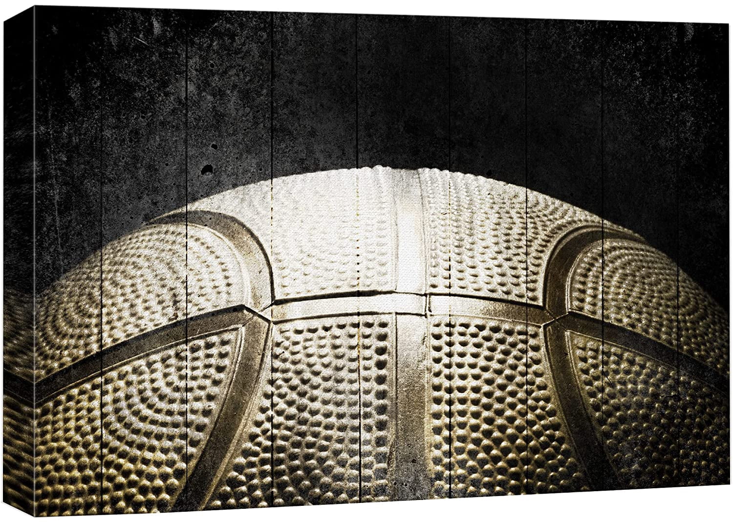 wall26 Canvas Print Wall Art Vintage Retro Dark Wood Panel Basketball ...