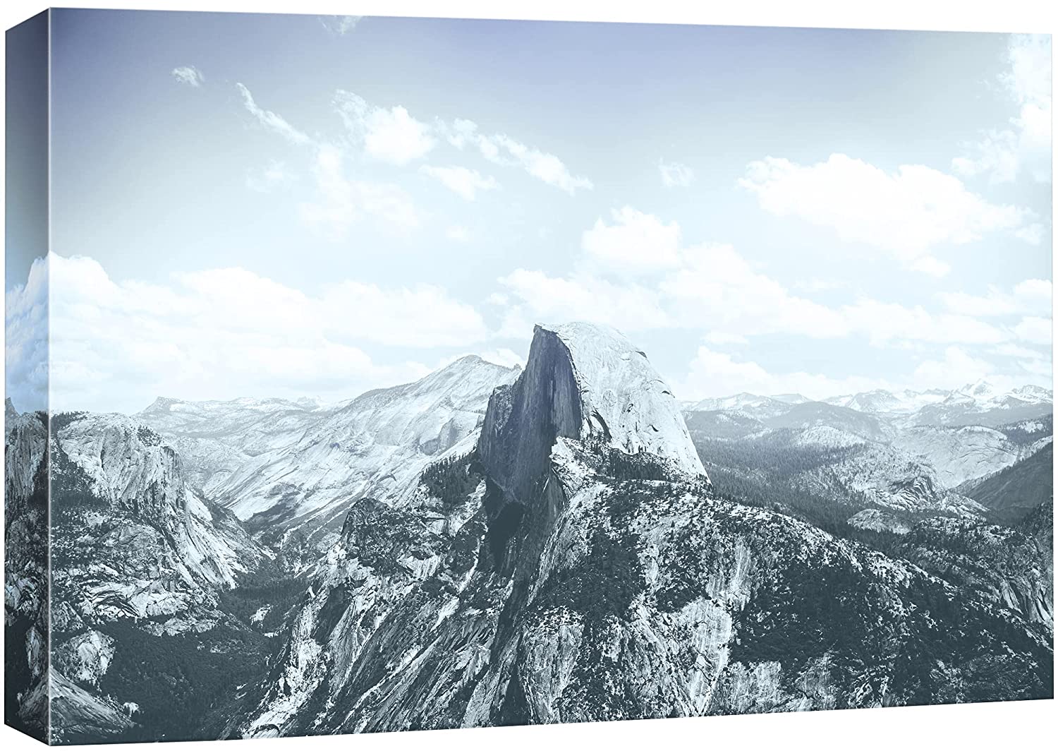 wall26 Canvas Print Wall Art Washed Out Blue Duotone Mountain Landscape ...
