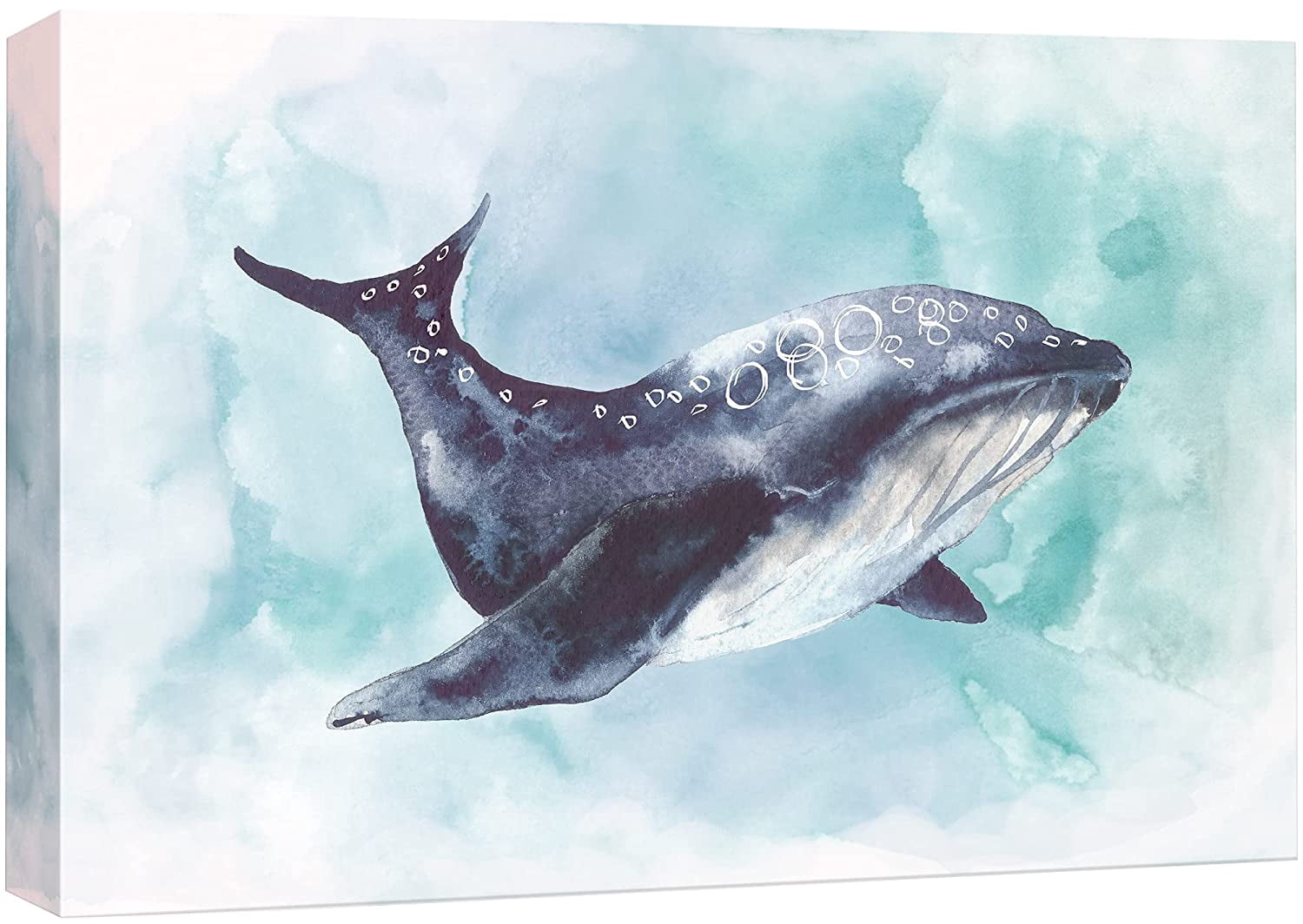 wall26 Canvas Print Wall Art Watercolor Blue & White Humpback Whale ...