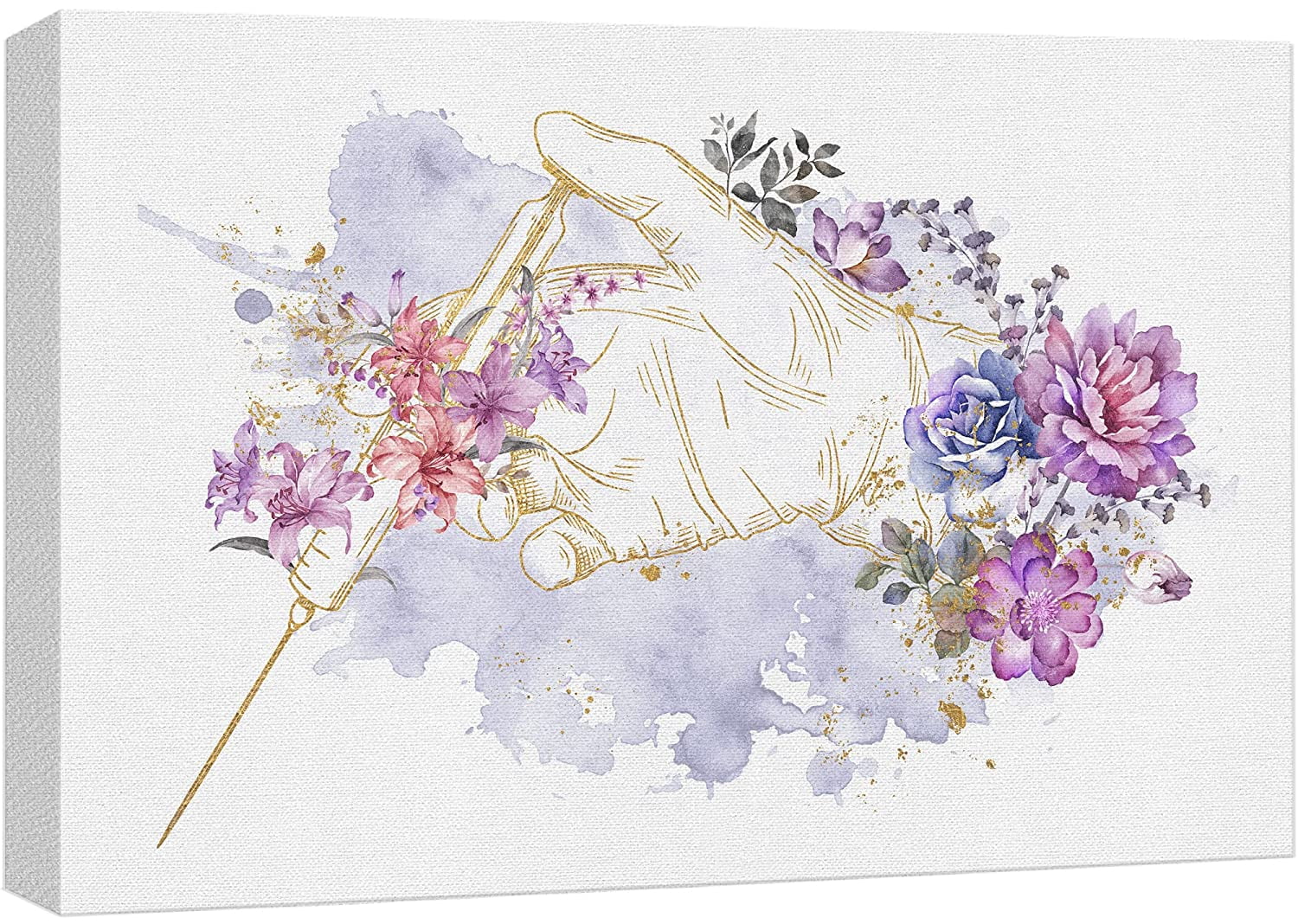 wall26 Canvas Print Wall Art Watercolor Doctor's Needle Flowers Medical ...