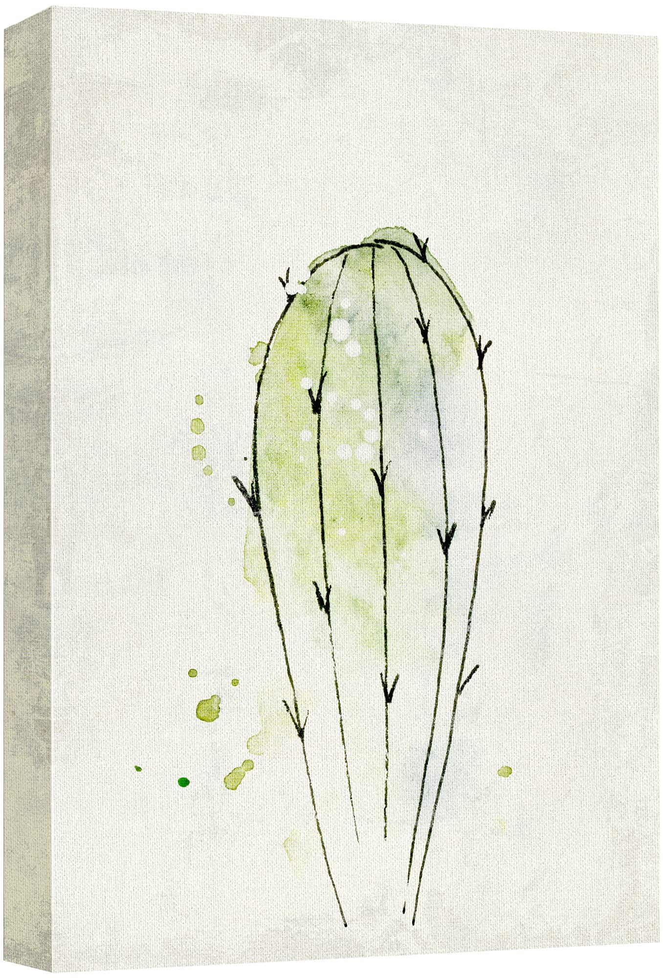 wall26 Canvas Print Wall Art Watercolor Dot Green Line Art Cactus ...
