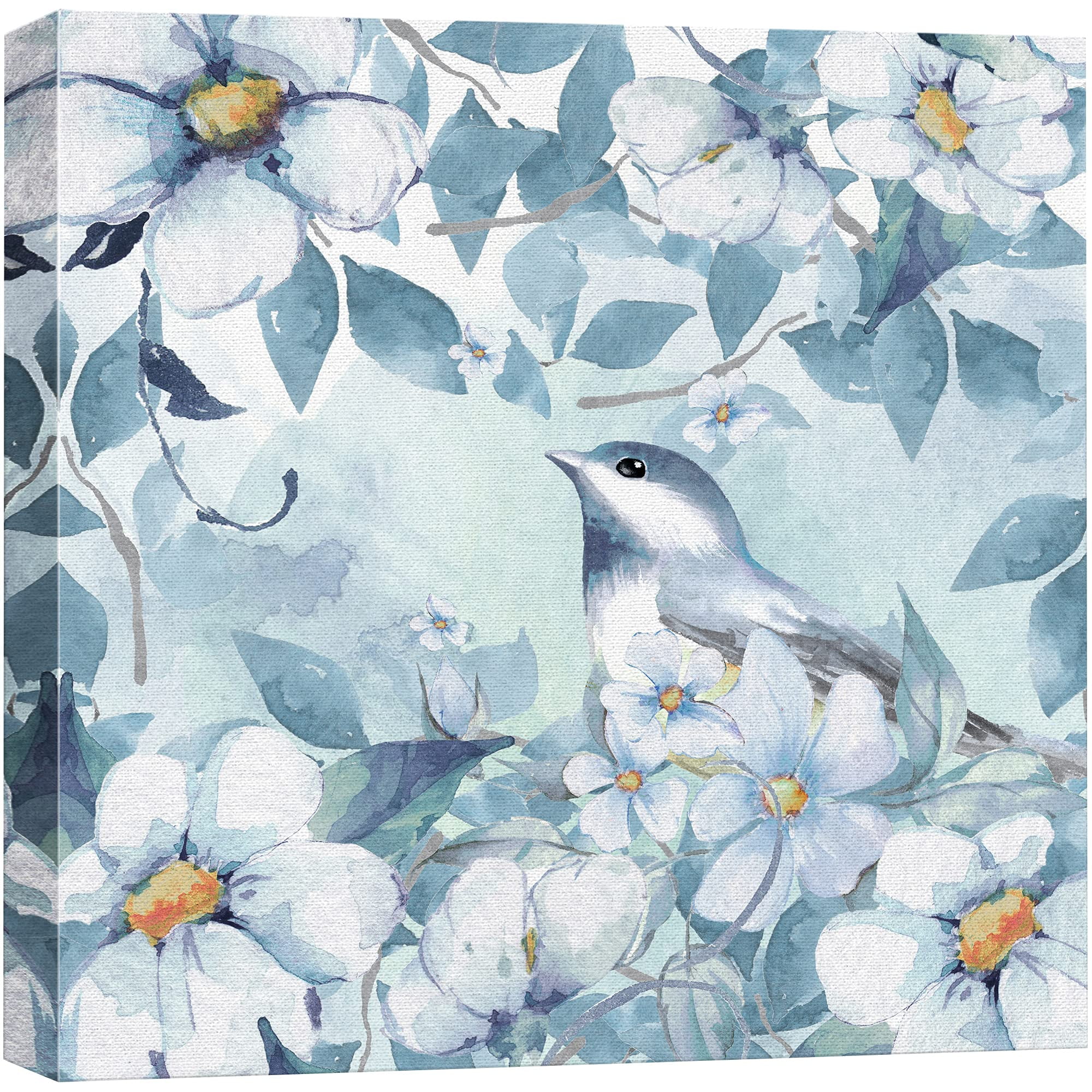 wall26 Canvas Print Wall Art Watercolor Effect Bluebird Among Daisies Animals Wildlife ...
