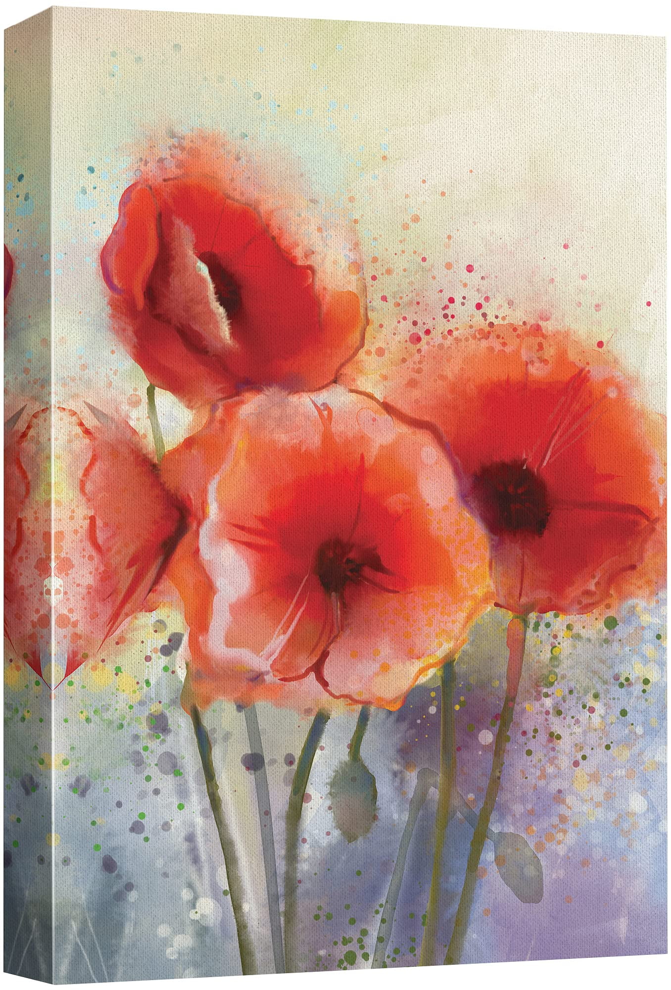 wall26 Canvas Print Wall Art Watercolor Explosion Effect Red Poppy ...