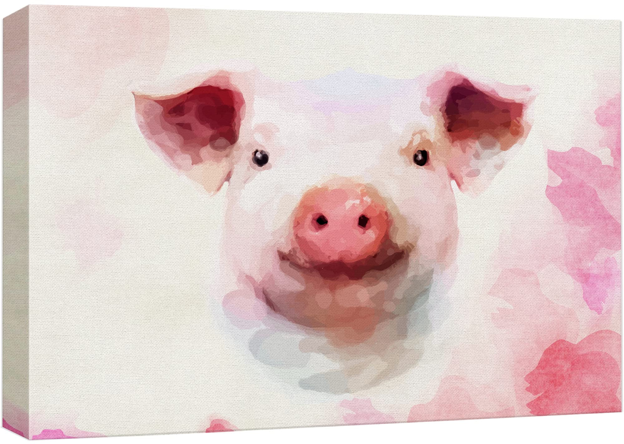 wall26 Canvas Print Wall Art Watercolor Pastel Paint Stroke Pig ...