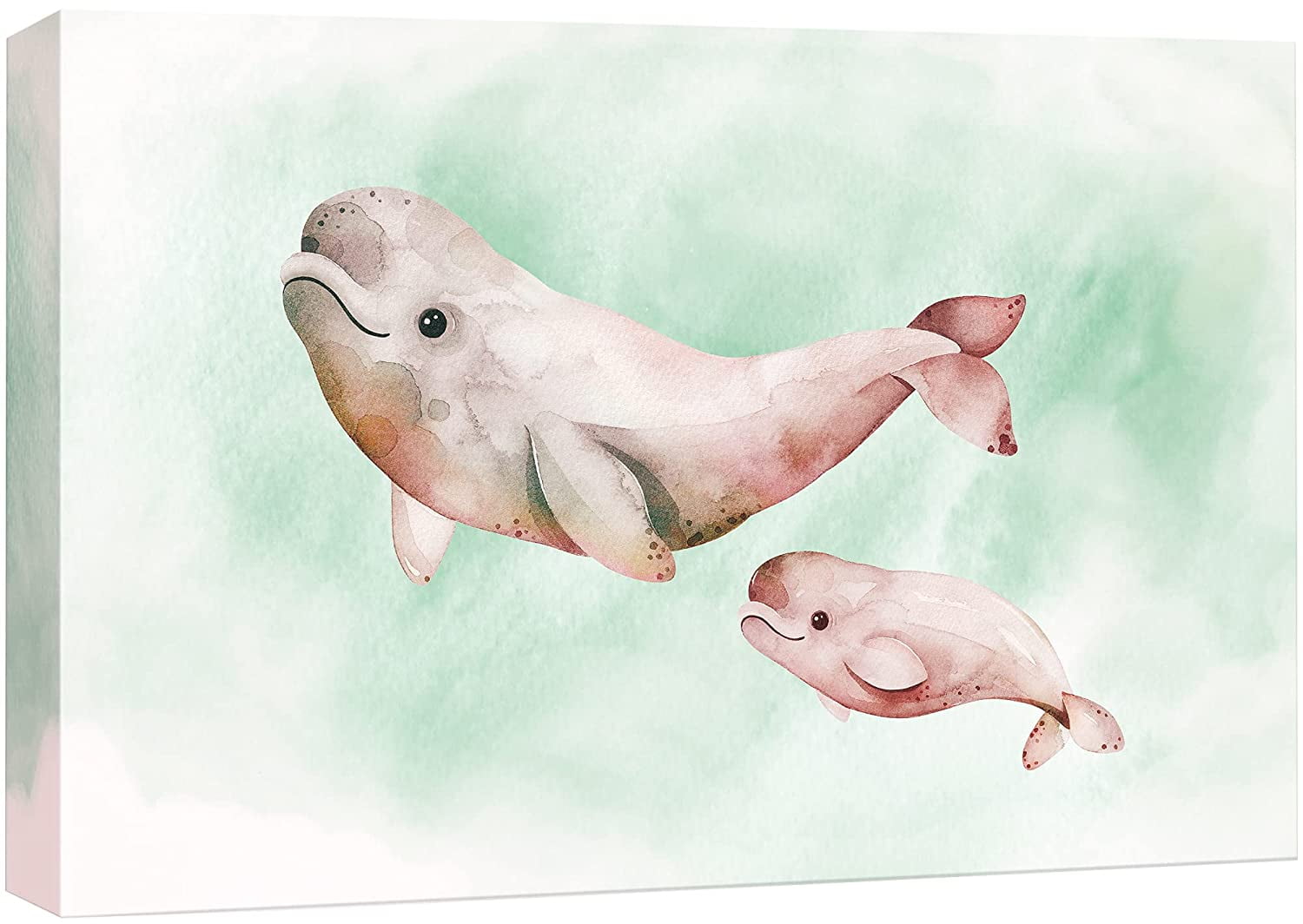 wall26 Canvas Print Wall Art Watercolor Red, Green & White Beluga ...