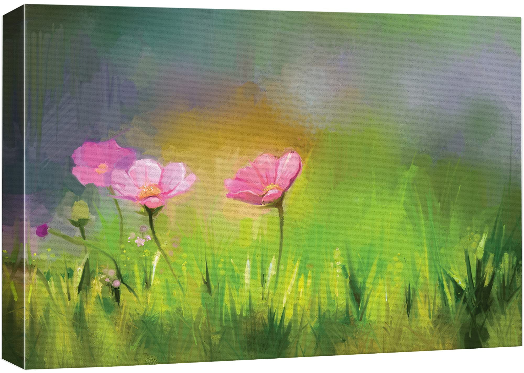 wall26 Canvas Print Wall Art Watercolor Smudge Pink Daisies in Field ...