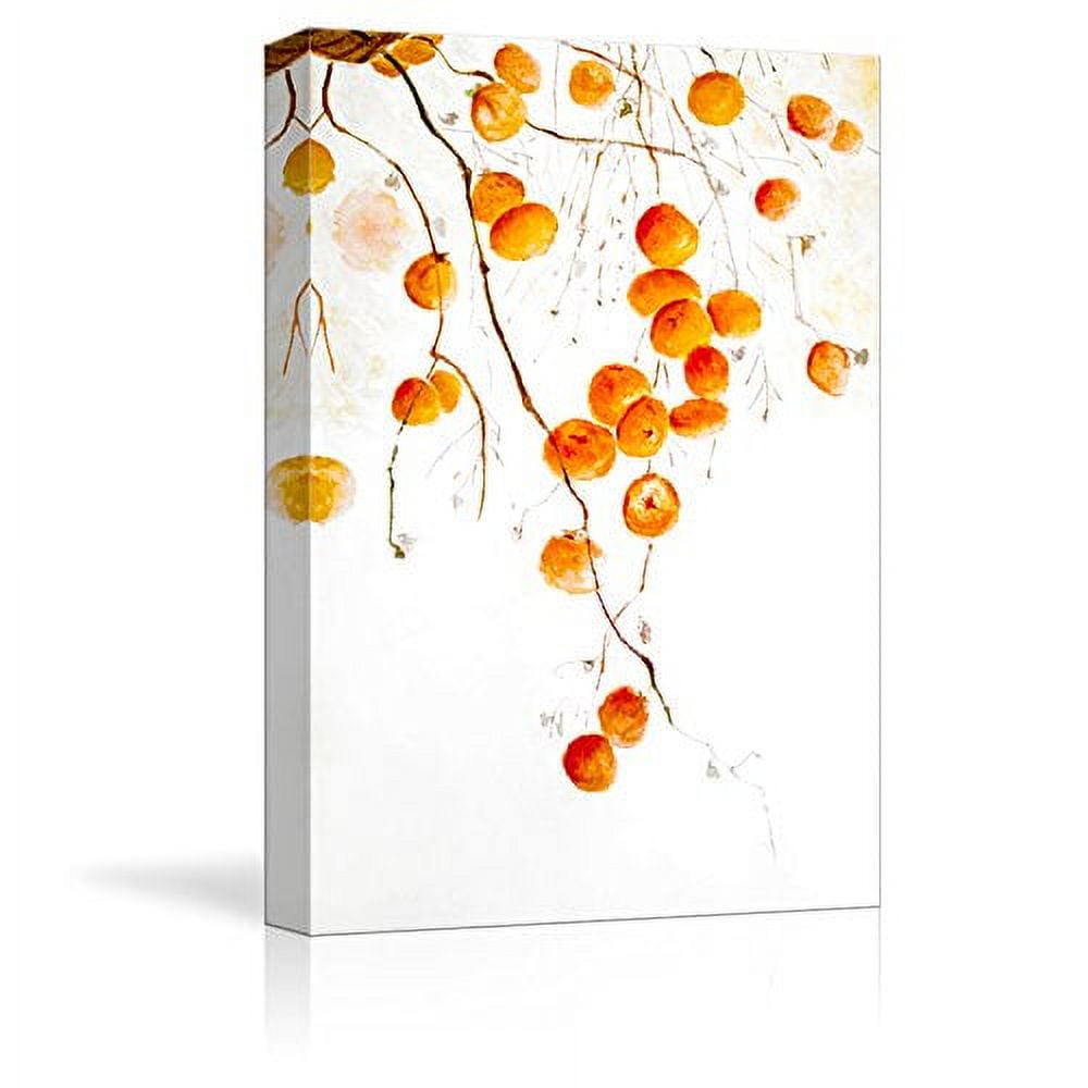 wall26 Canvas Print Wall Art Watercolor Tangerine Fruit on Tree Branch ...
