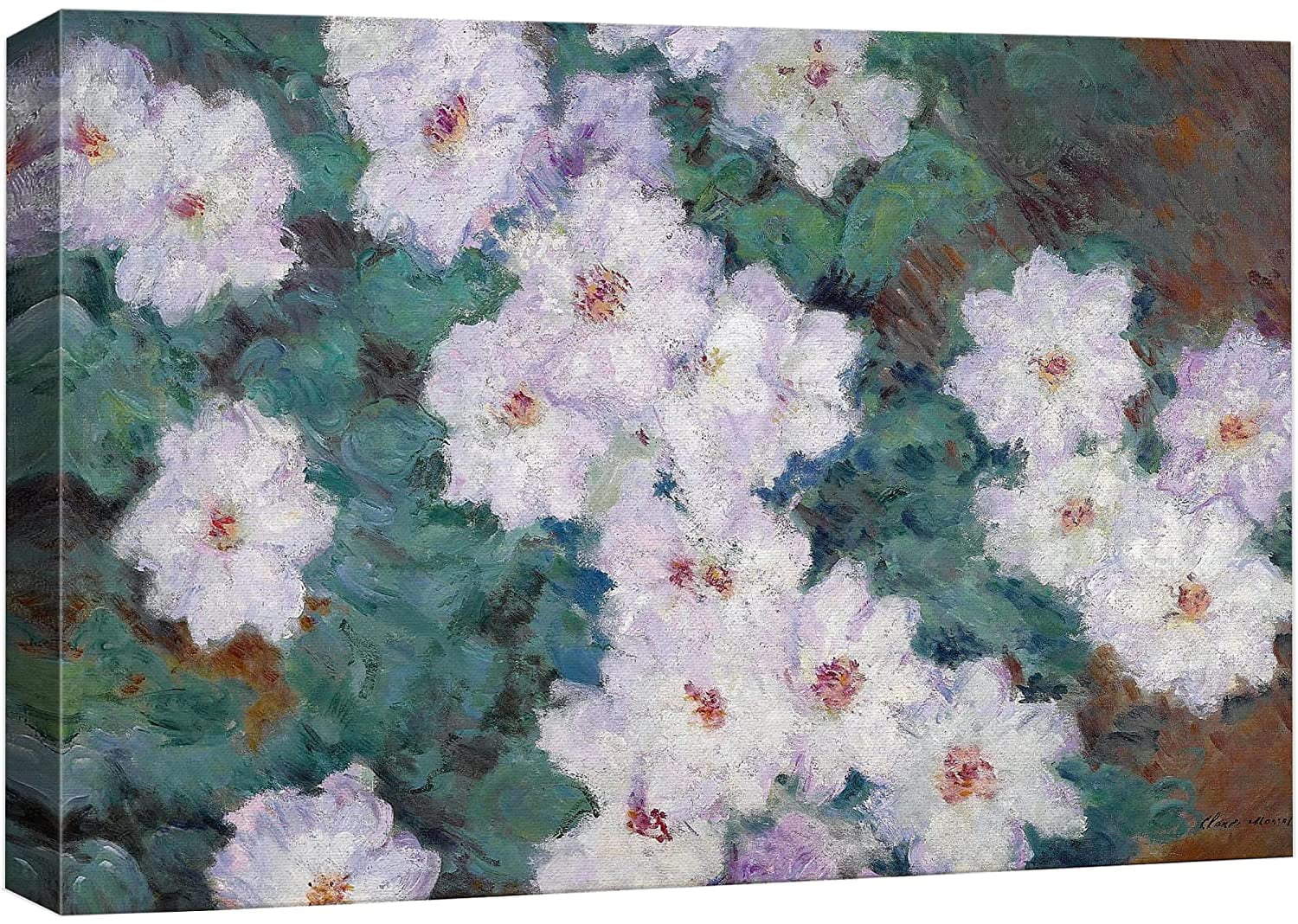 wall26 Canvas Print Wall Art White Clematis Flowers Claude Monet Nature ...