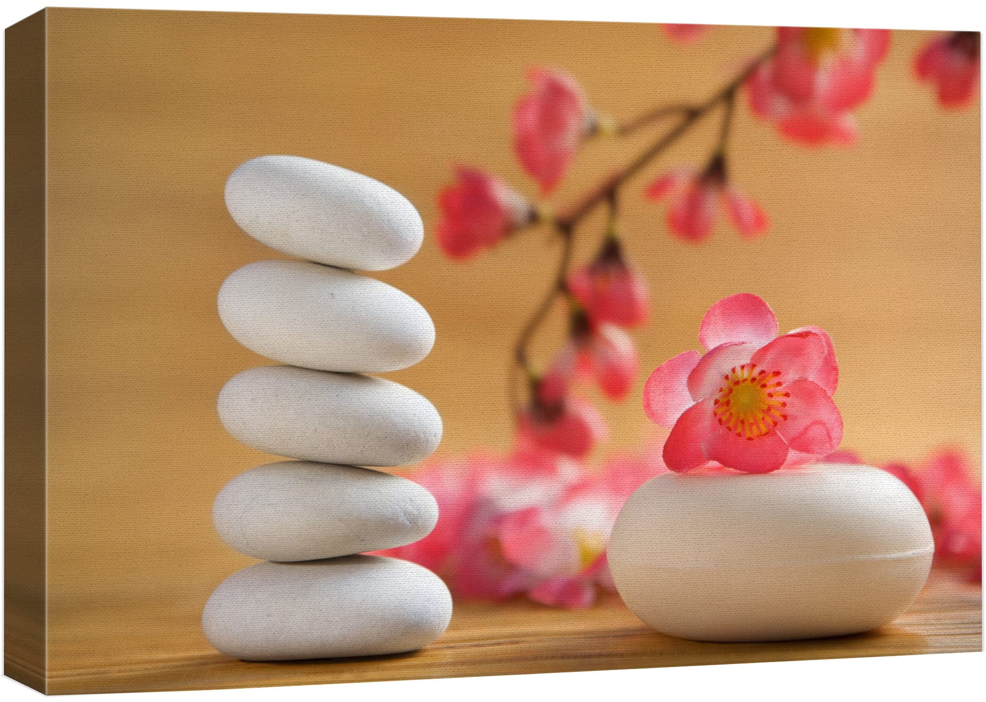 wall26 Canvas Print Wall Art White Massage Stone with Pink Cherry ...