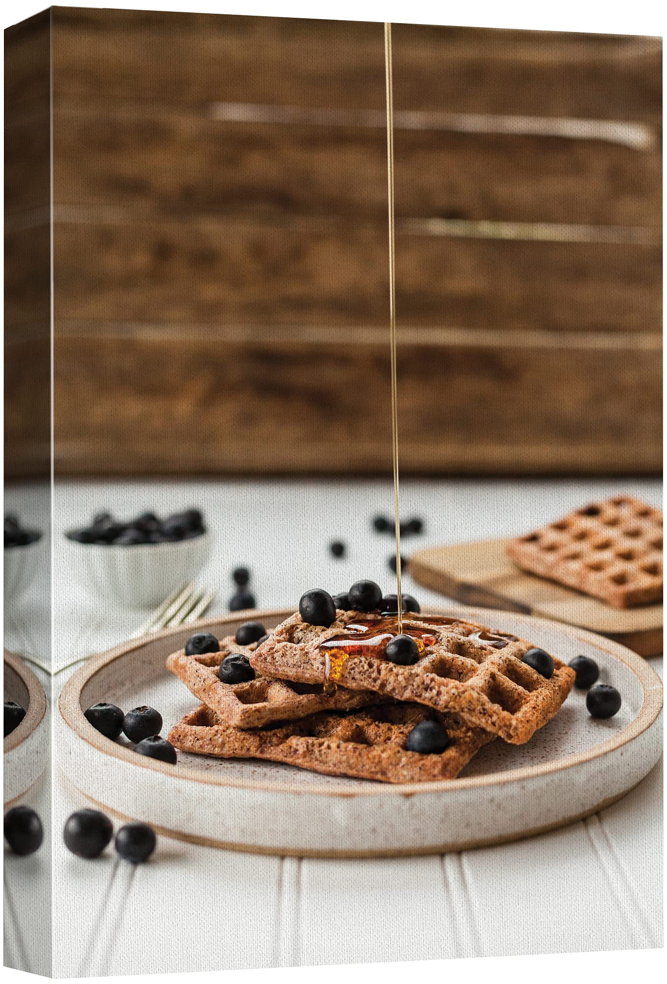 wall26 Canvas Print Wall Art Whole Grain Waffles with Blueberries ...