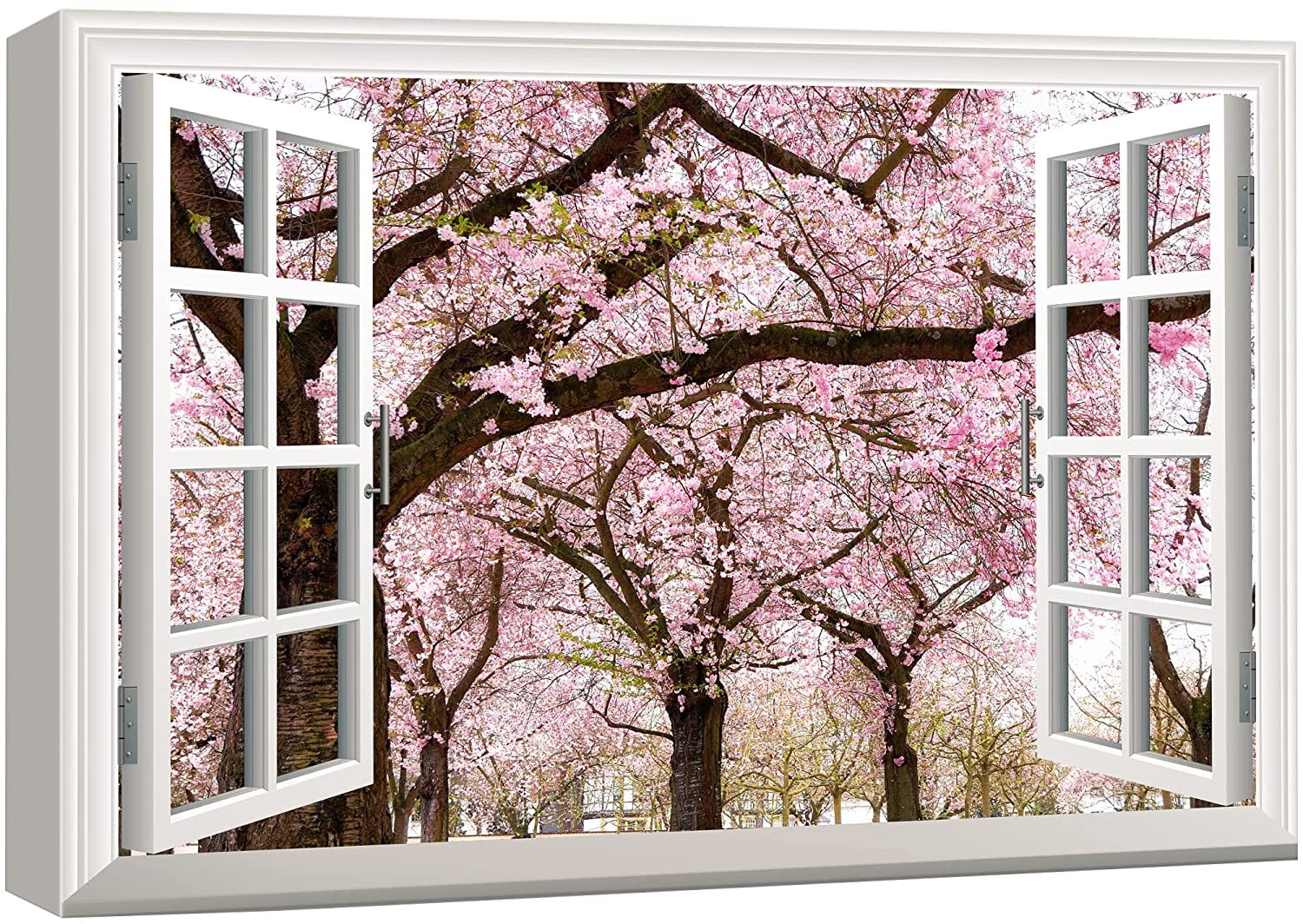 wall26 Canvas Print Wall Art Window View Cherry Blossoms in Spring ...