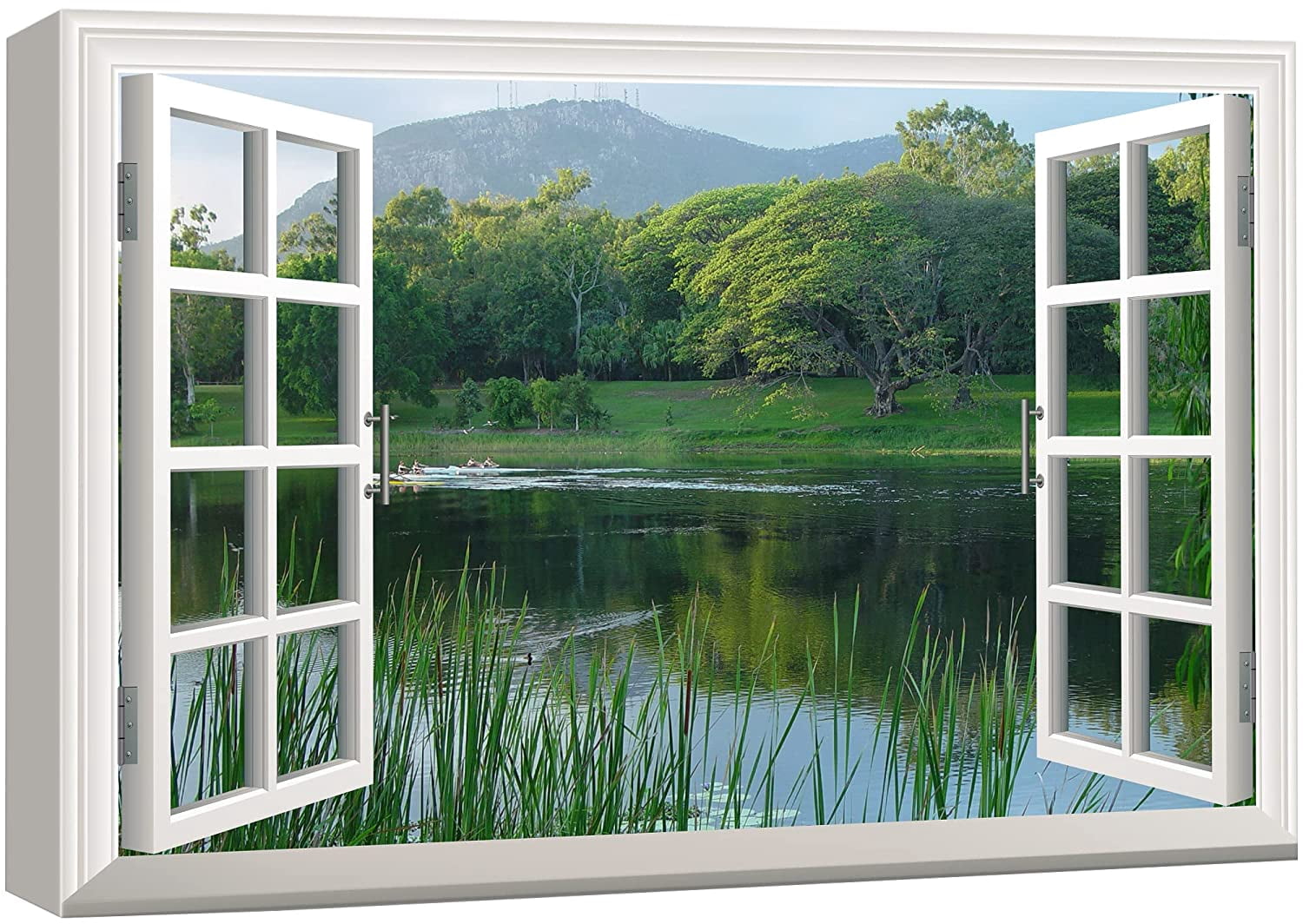 wall26 Canvas Print Wall Art Window View Forest Lake During Spring ...