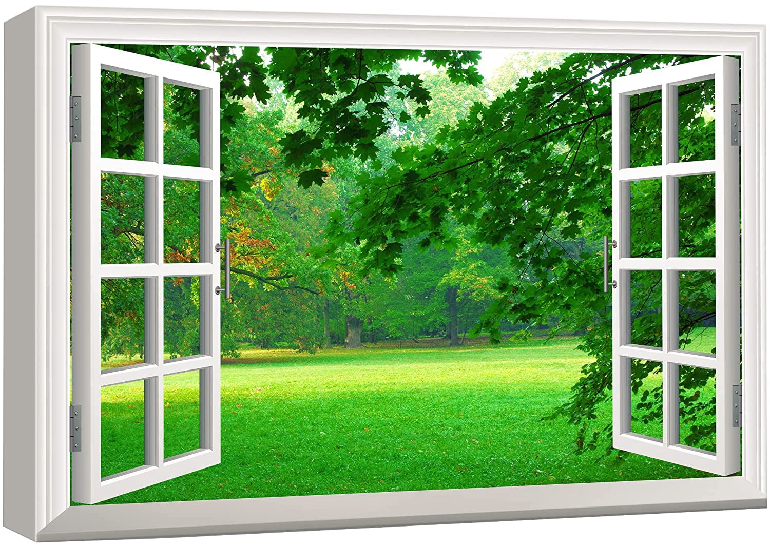 wall26 Canvas Print Wall Art Window View to Green Forest Field Nature ...