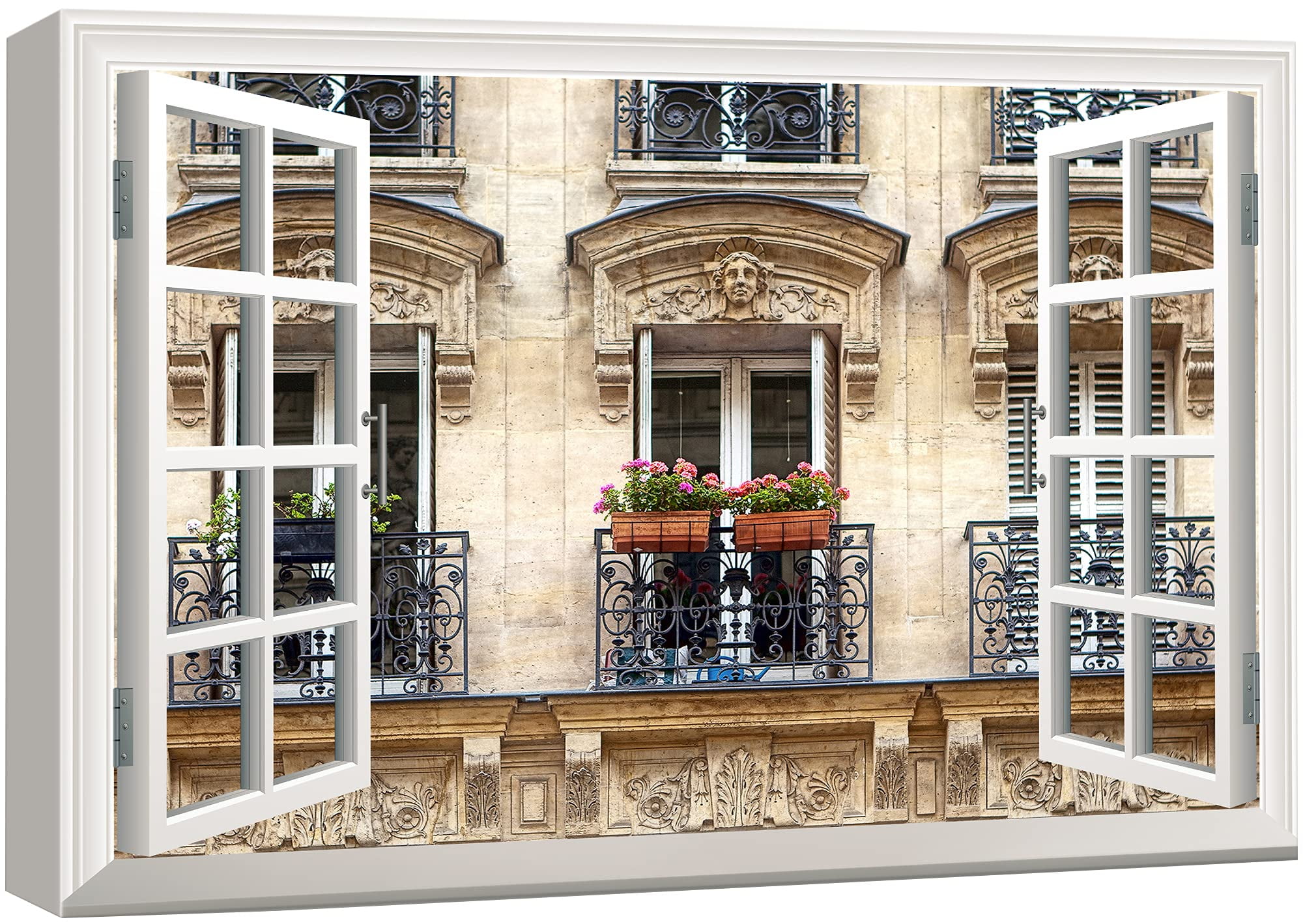 wall26 Canvas Print Wall Art Window View of Italian Style Architecture ...