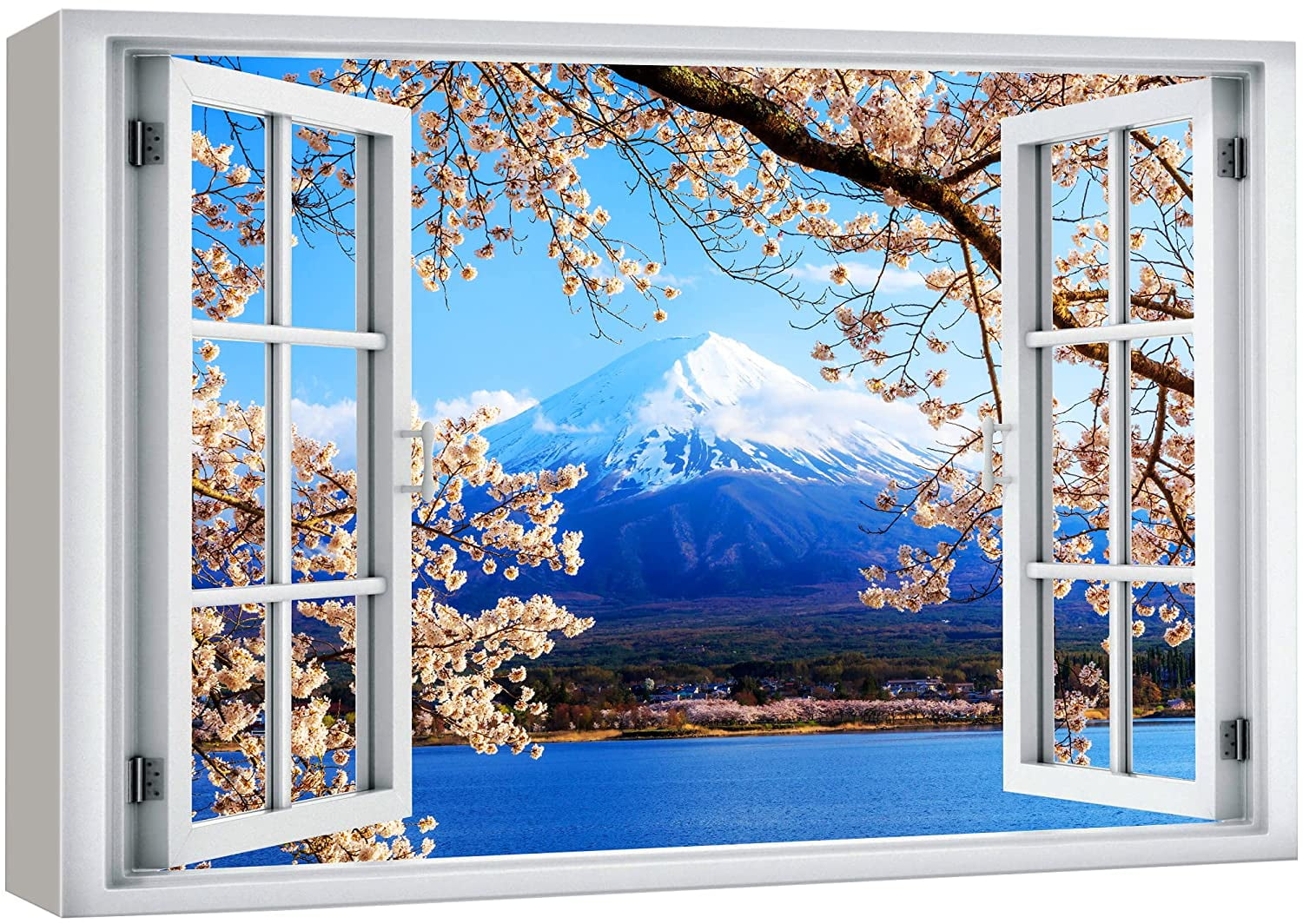 wall26 Canvas Print Wall Art Window View Japanese Sakura Cherry Blossom ...
